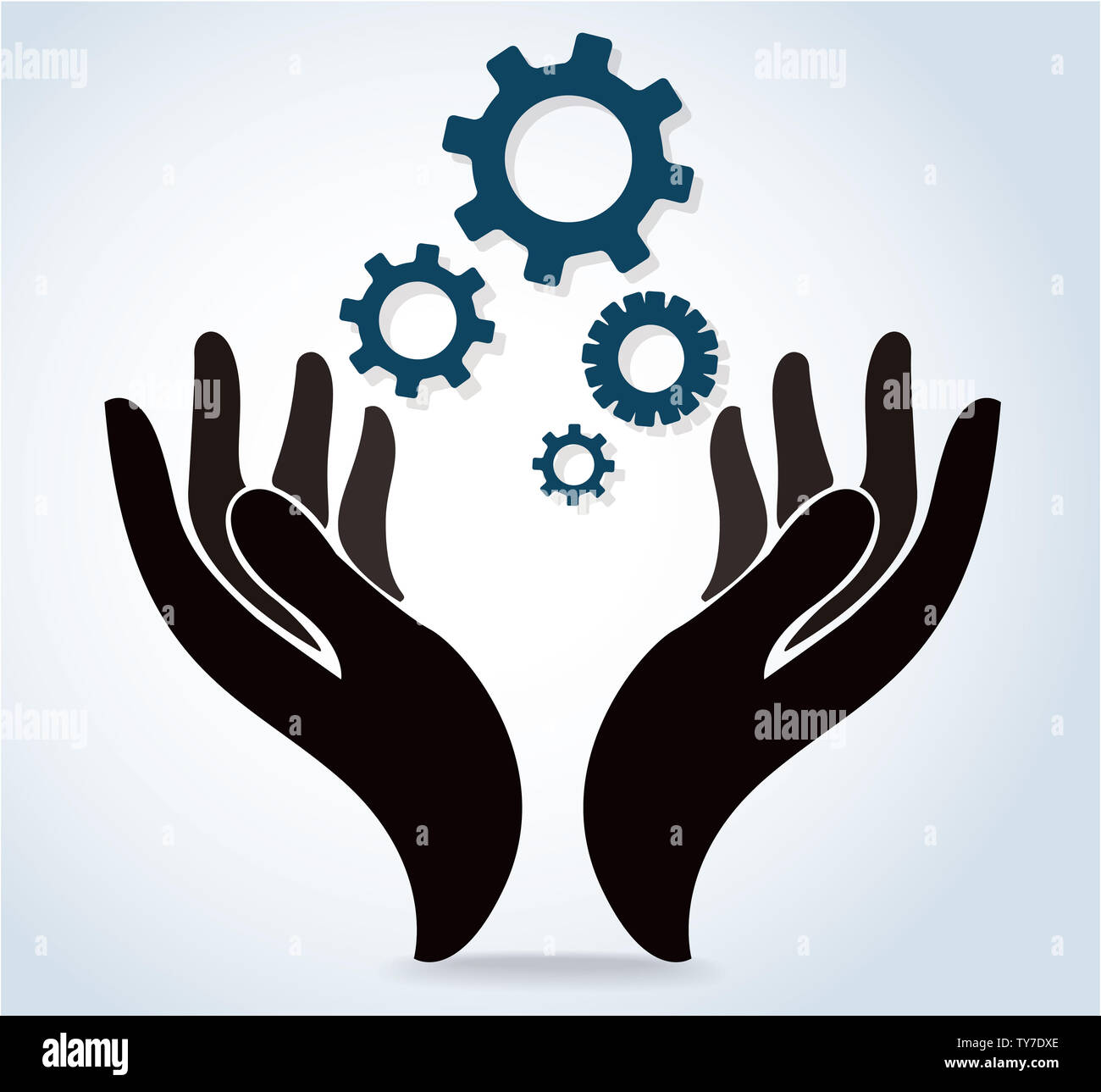 hands holding gear design logo icon Stock Photo - Alamy