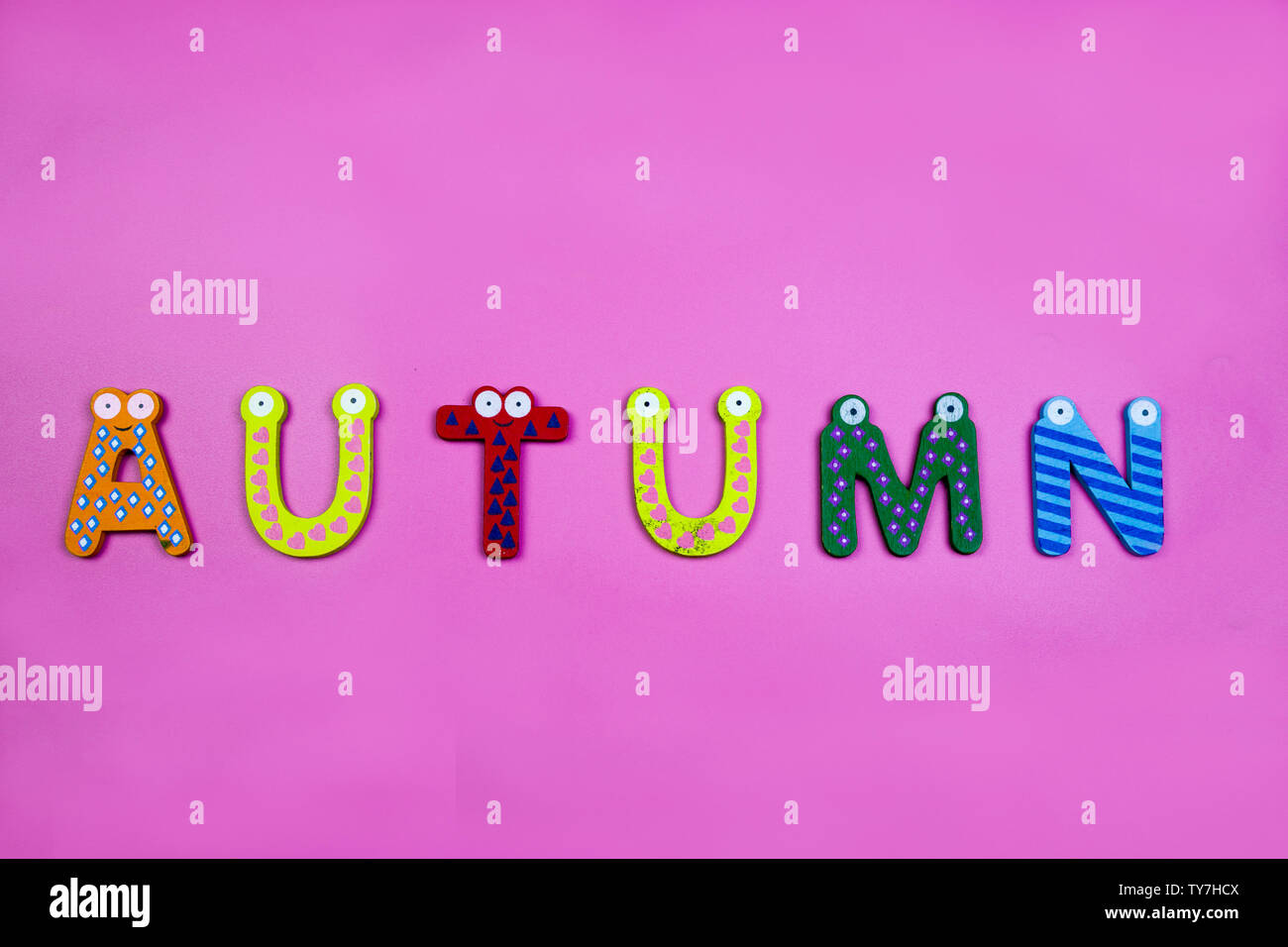 Color building blocks English letters autumn Stock Photo - Alamy
