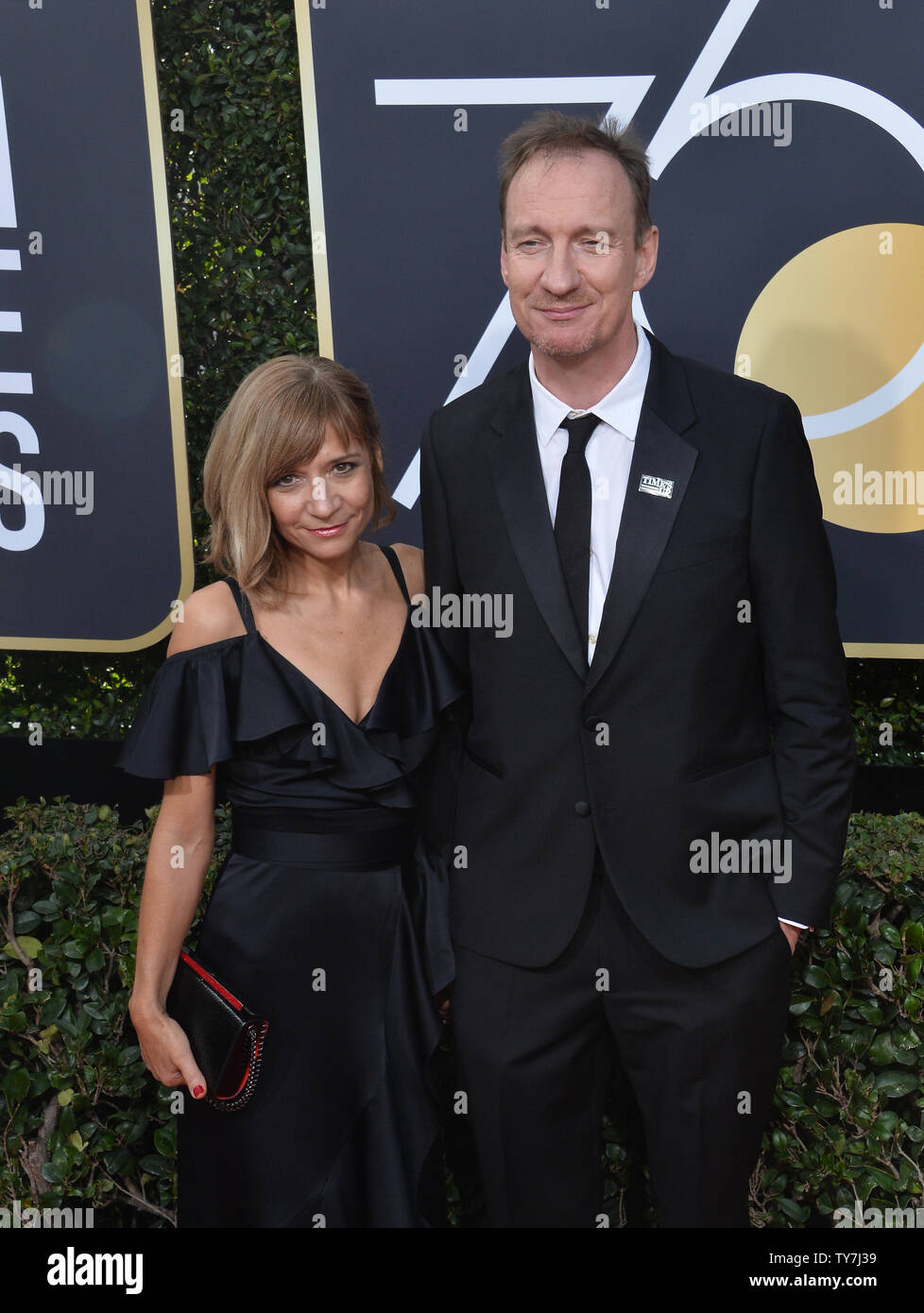 Actor David Thewlis and guest attend the 75th annual Golden Globe ...