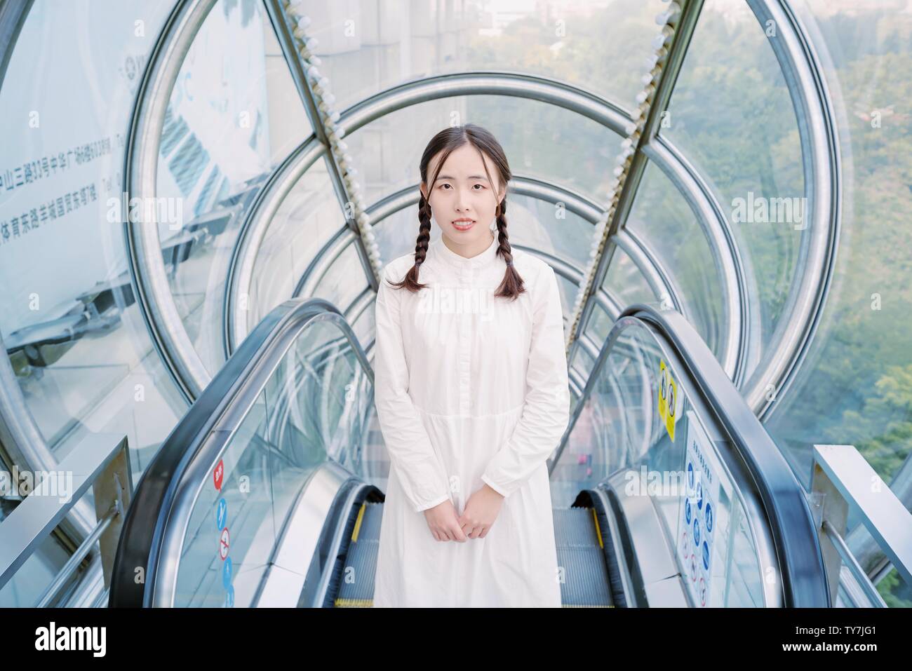 Time machine freehand girl portrait Stock Photo - Alamy