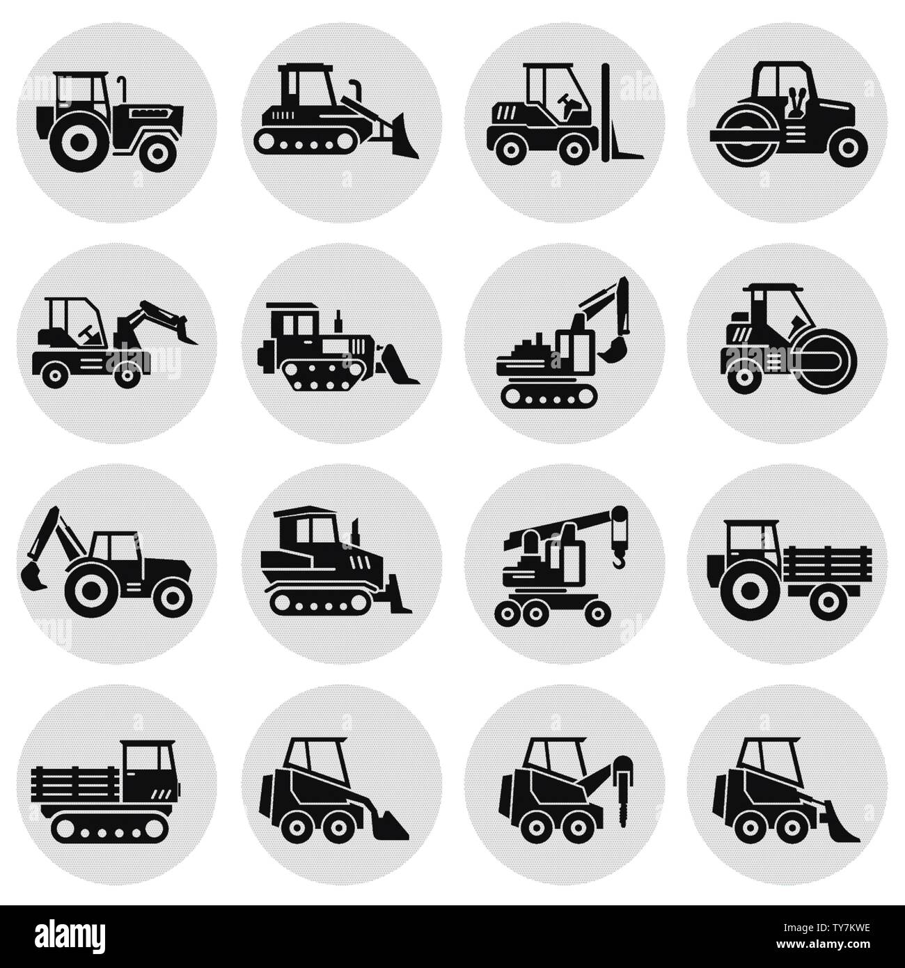 Heavy vehicle related icons set on background for graphic and web ...