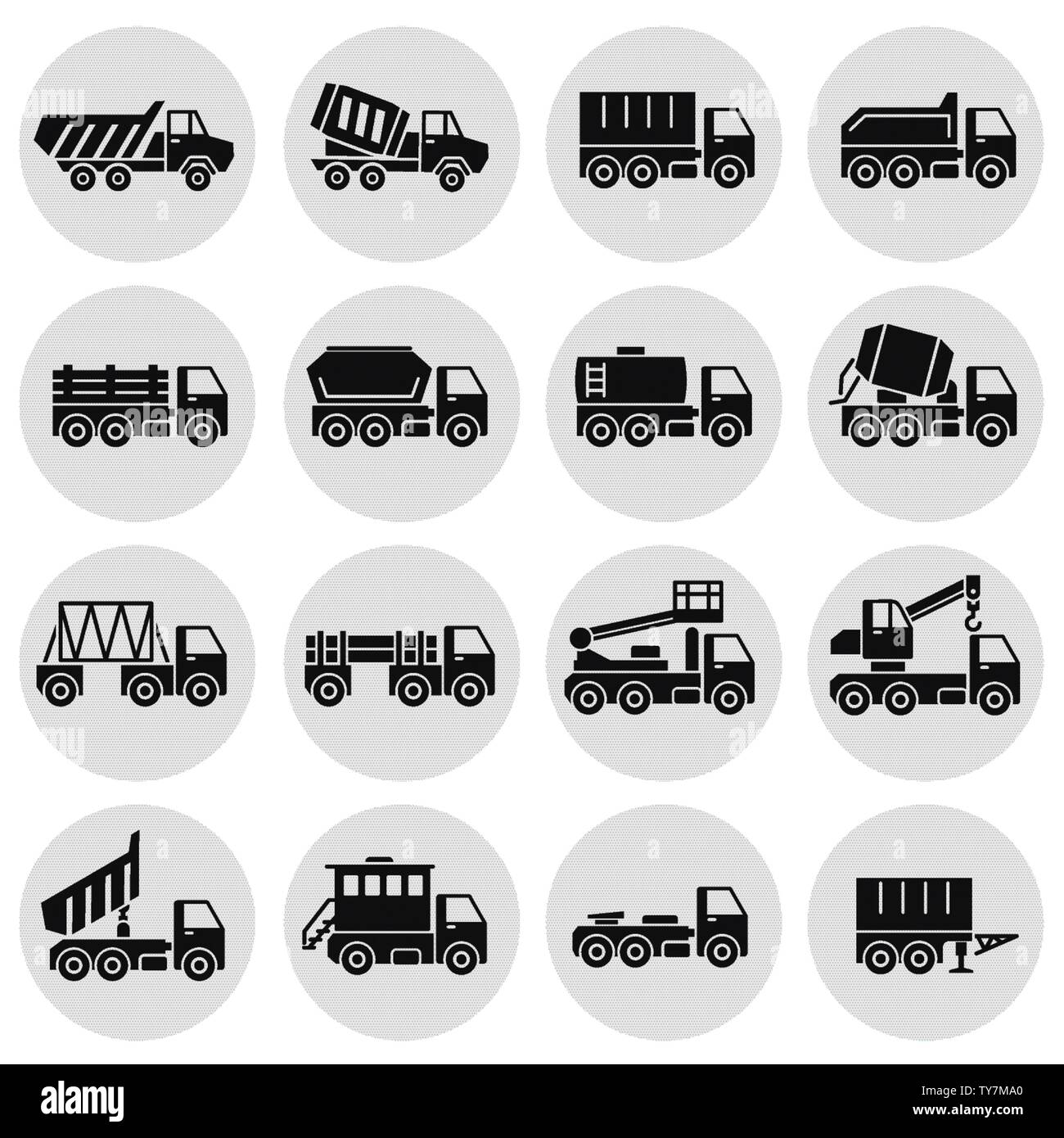 Heavy vehicle related icons set on background for graphic and web ...