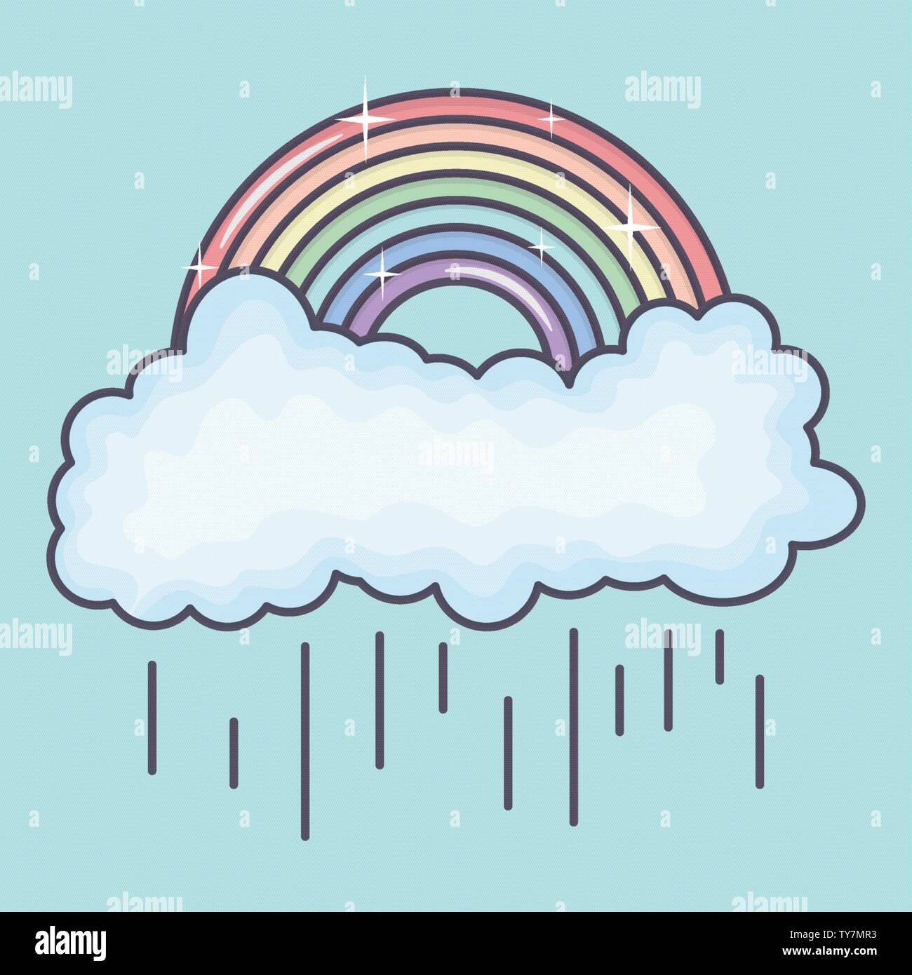 clouds rainy sky with rainbow weather vector illustration design Stock ...