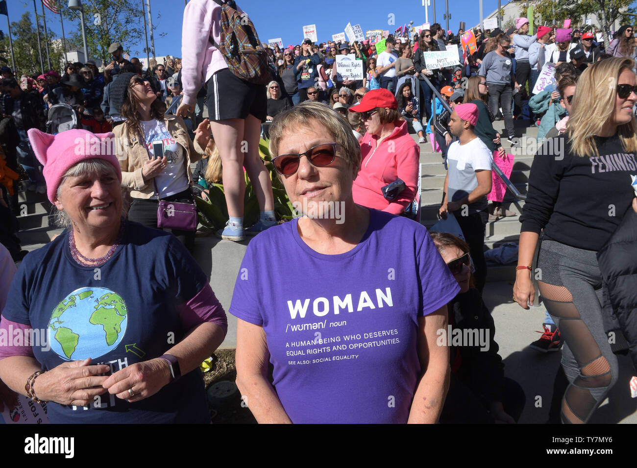 Hundreds of thousands of people took to the streets of downtown Los ...