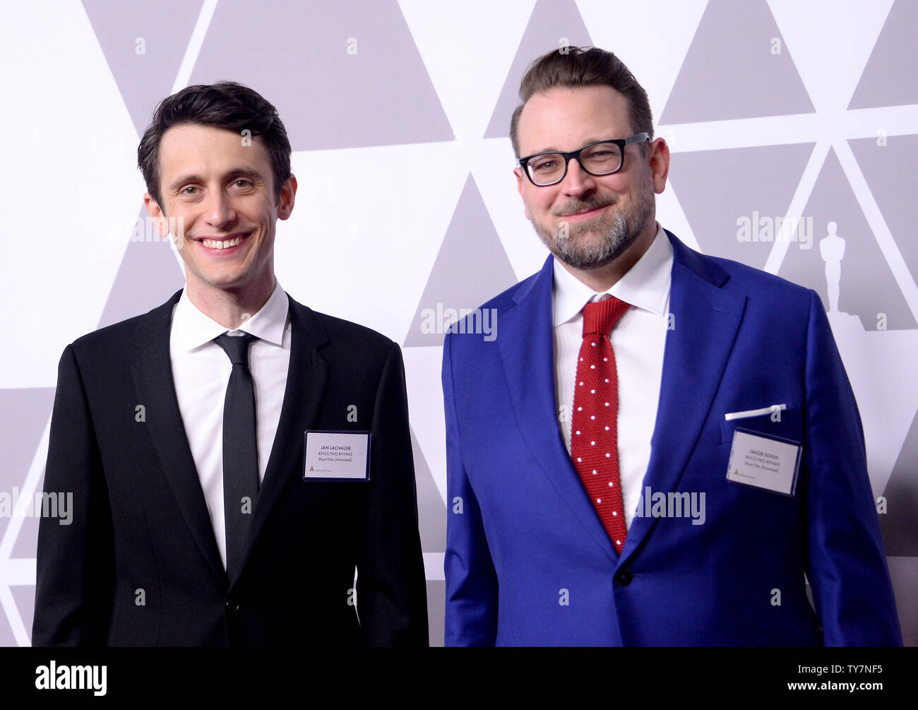 (L-R) Animators Jan Lachauer and Jakob Schuh attend the 90th annual ...