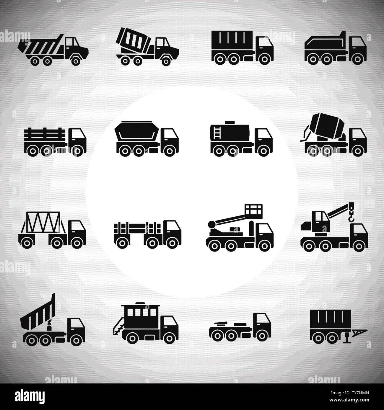 Heavy vehicle related icons set on background for graphic and web ...