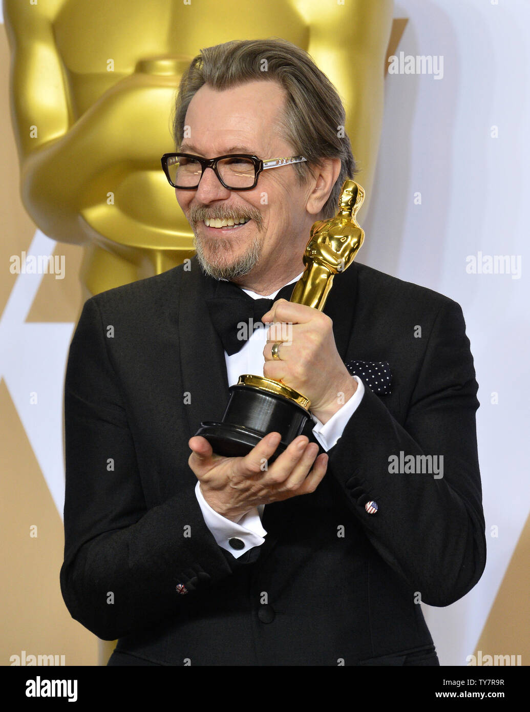 Actor Gary Oldman, winner of the award for Best Actor award for 'Darkest Hour,' appears ...