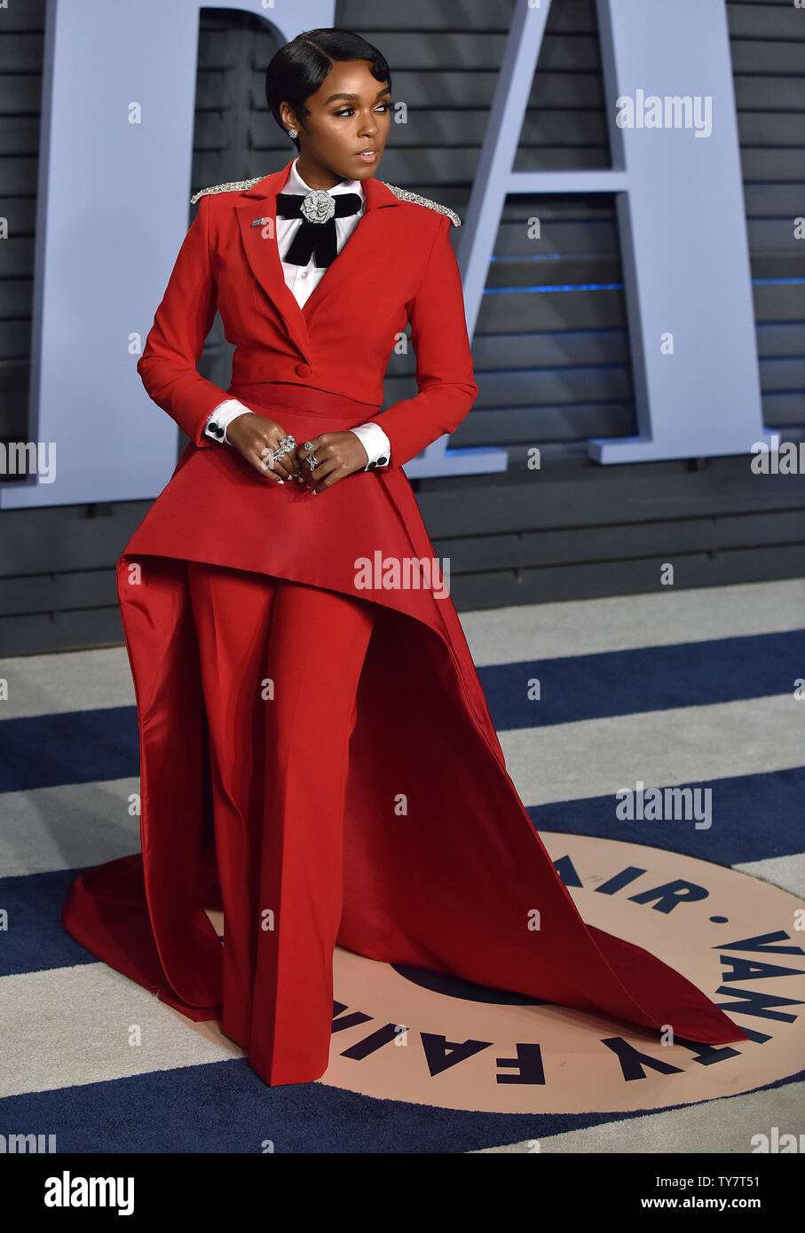 Janelle Monae arrives for the Vanity Fair Oscar Party at the Wallis ...