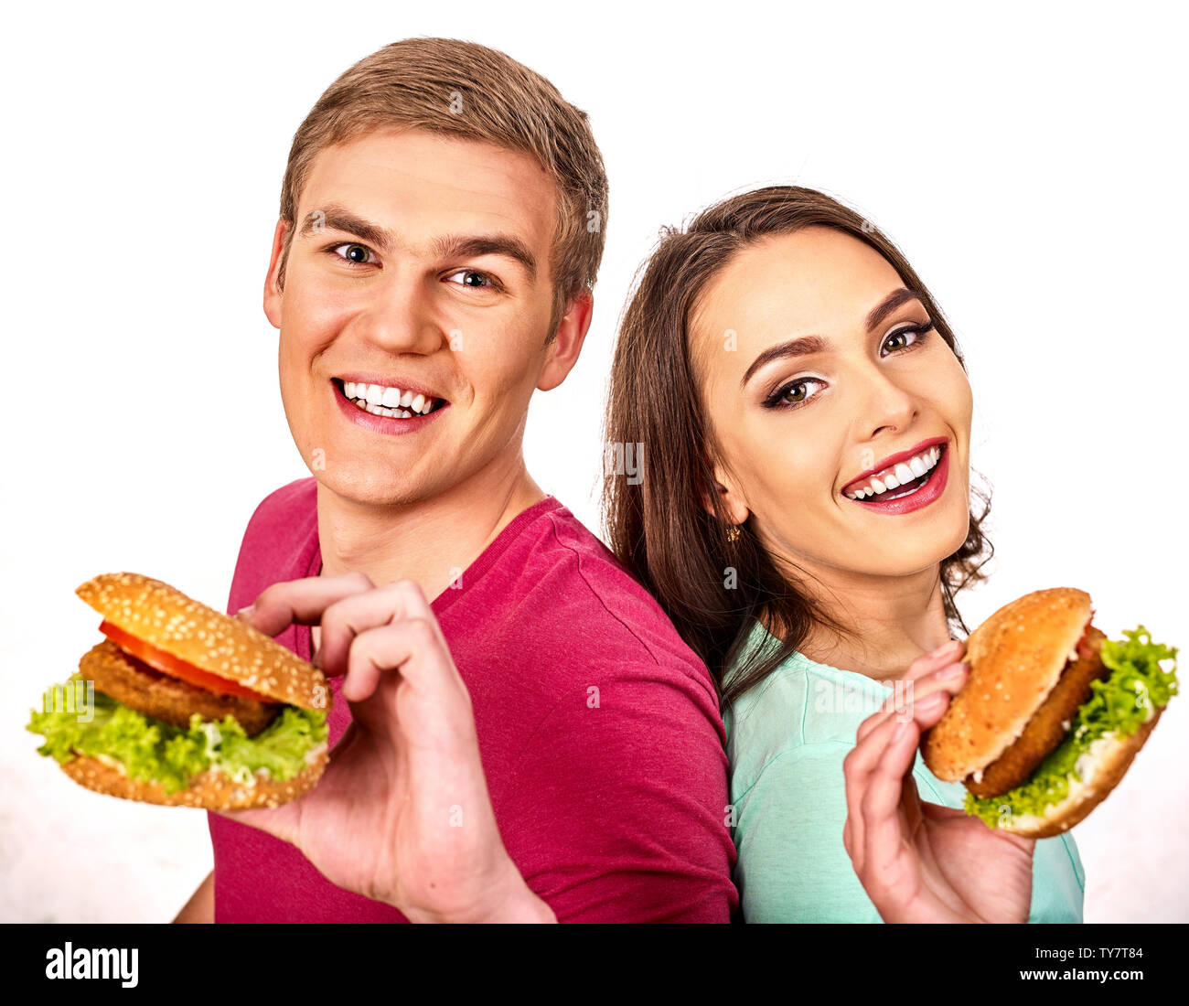 Funny man eating hamburger hi-res stock photography and images - Alamy