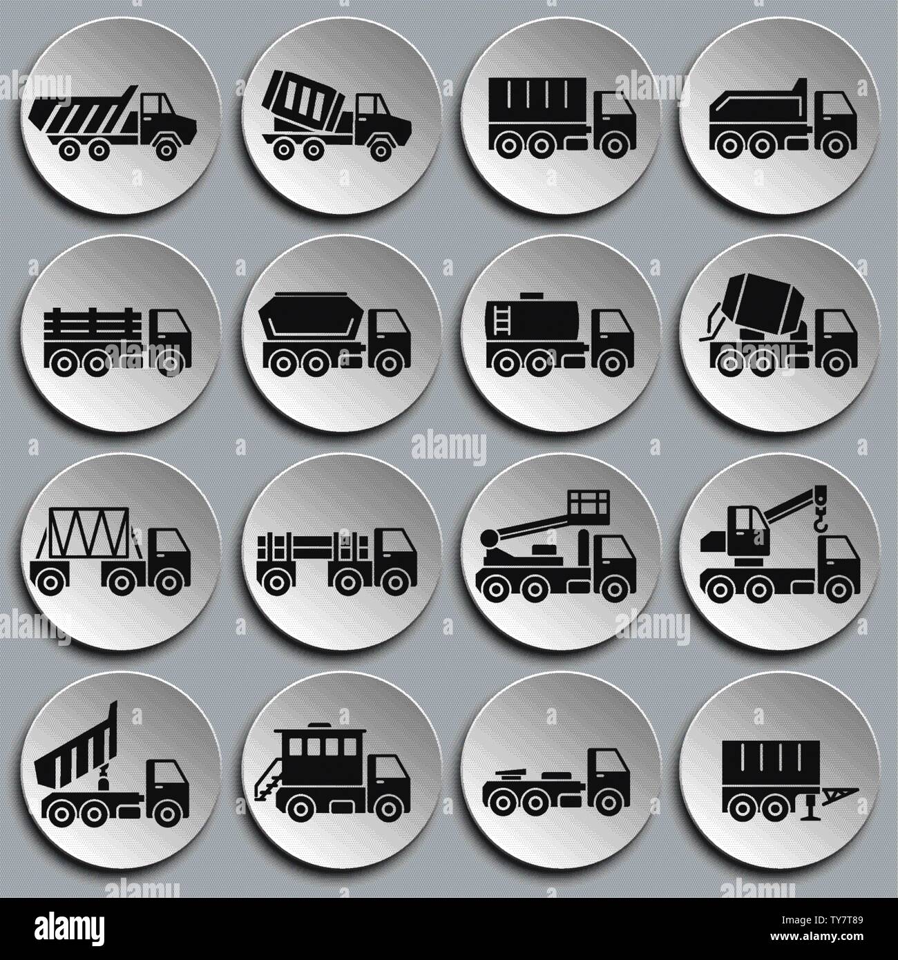 Heavy vehicle related icons set on background for graphic and web ...