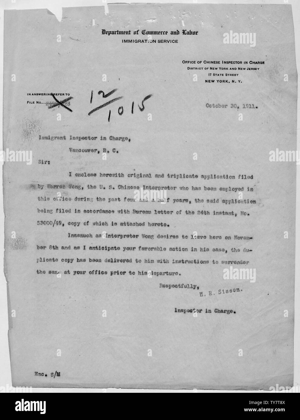 Chinese Exclusion Act Document