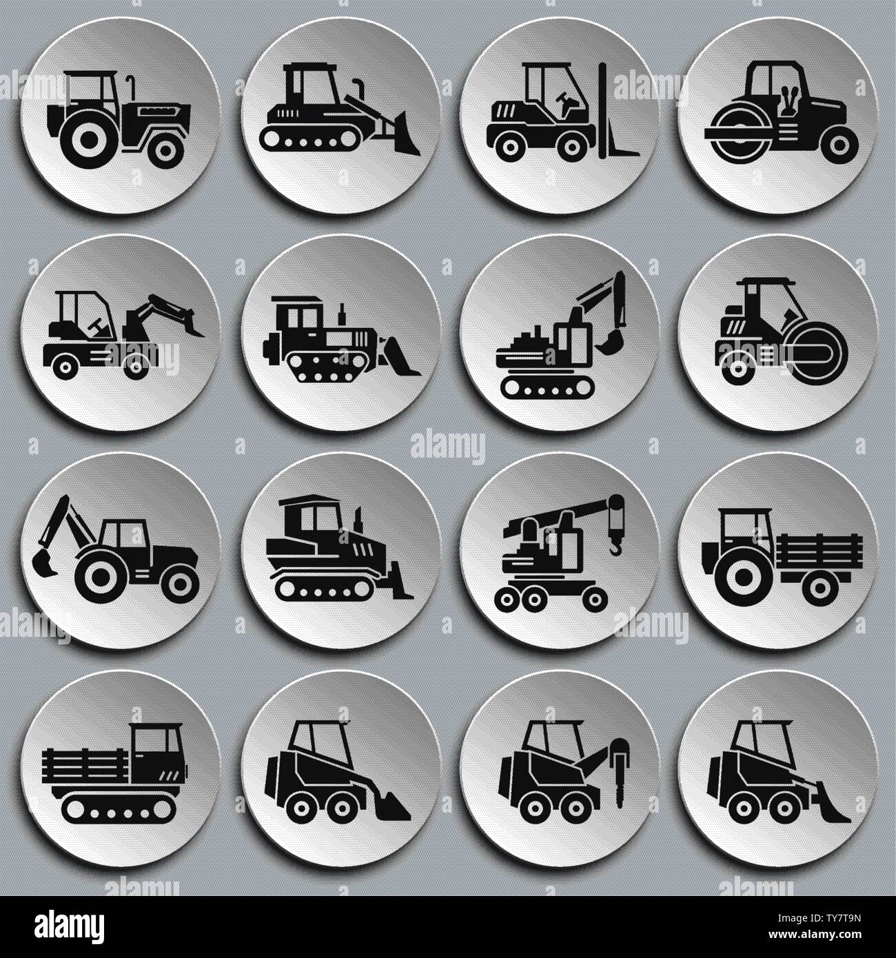 Heavy vehicle related icons set on background for graphic and web ...