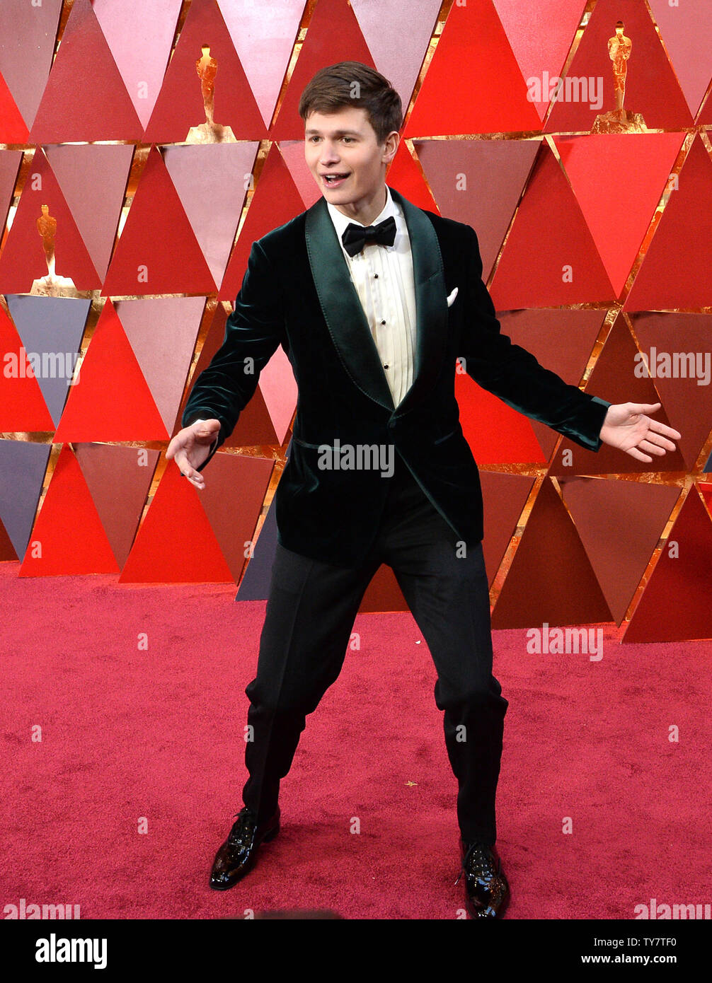Actor Ansel Elgort arrives on the red carpet for the 90th annual ...