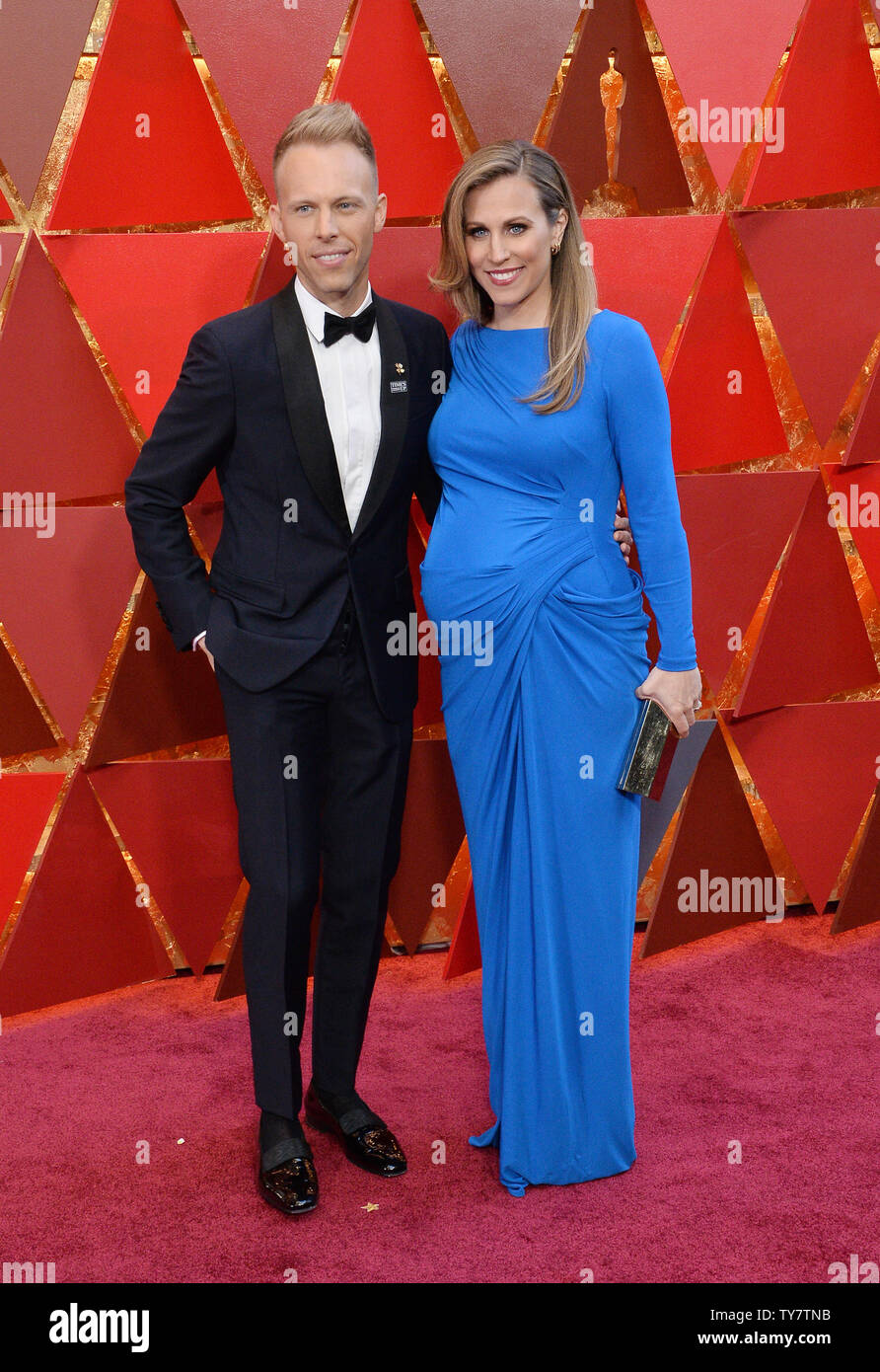Composer Justin Paul (L) and Asher Fogle Paul arrive on the red carpet ...