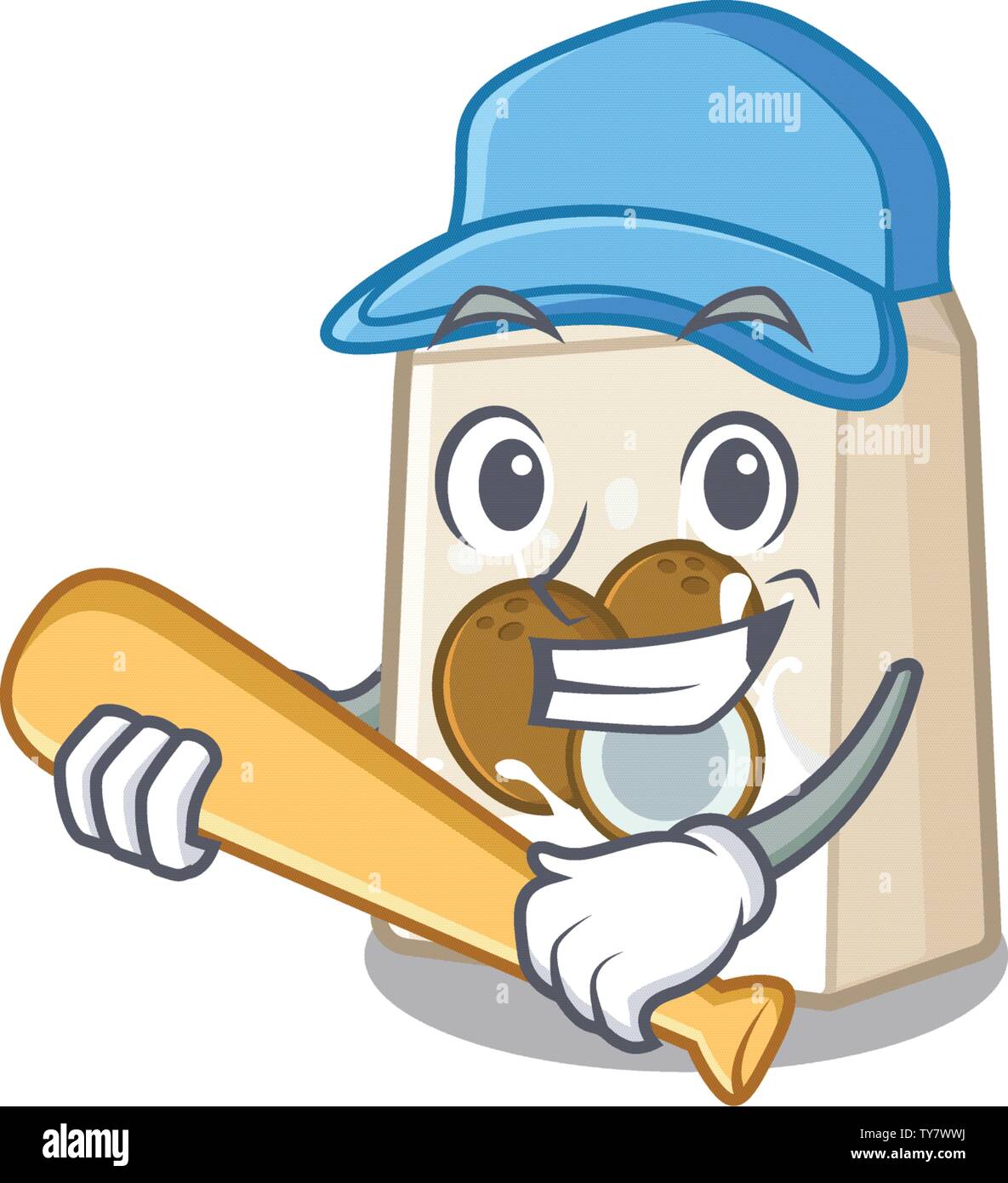 Playing baseball coconut milk in a cartoon bottle Stock Vector Image ...