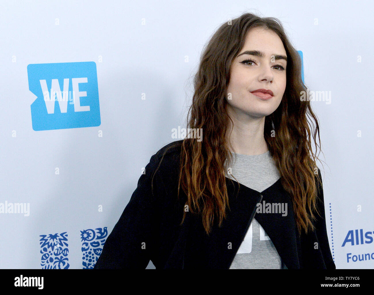 Actress Lily Collins arrives for We Day California at The Forum in ...