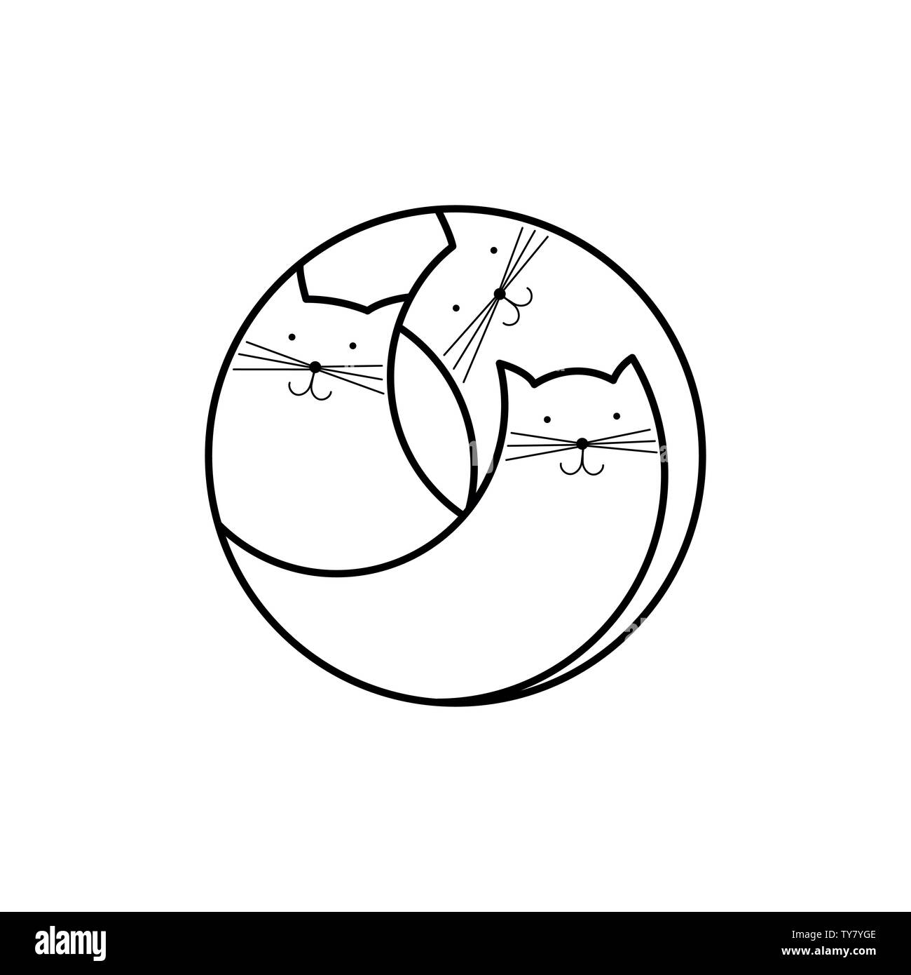 Three cats, vector logo. Logotype pet shop, animal shelter, hotel for ...