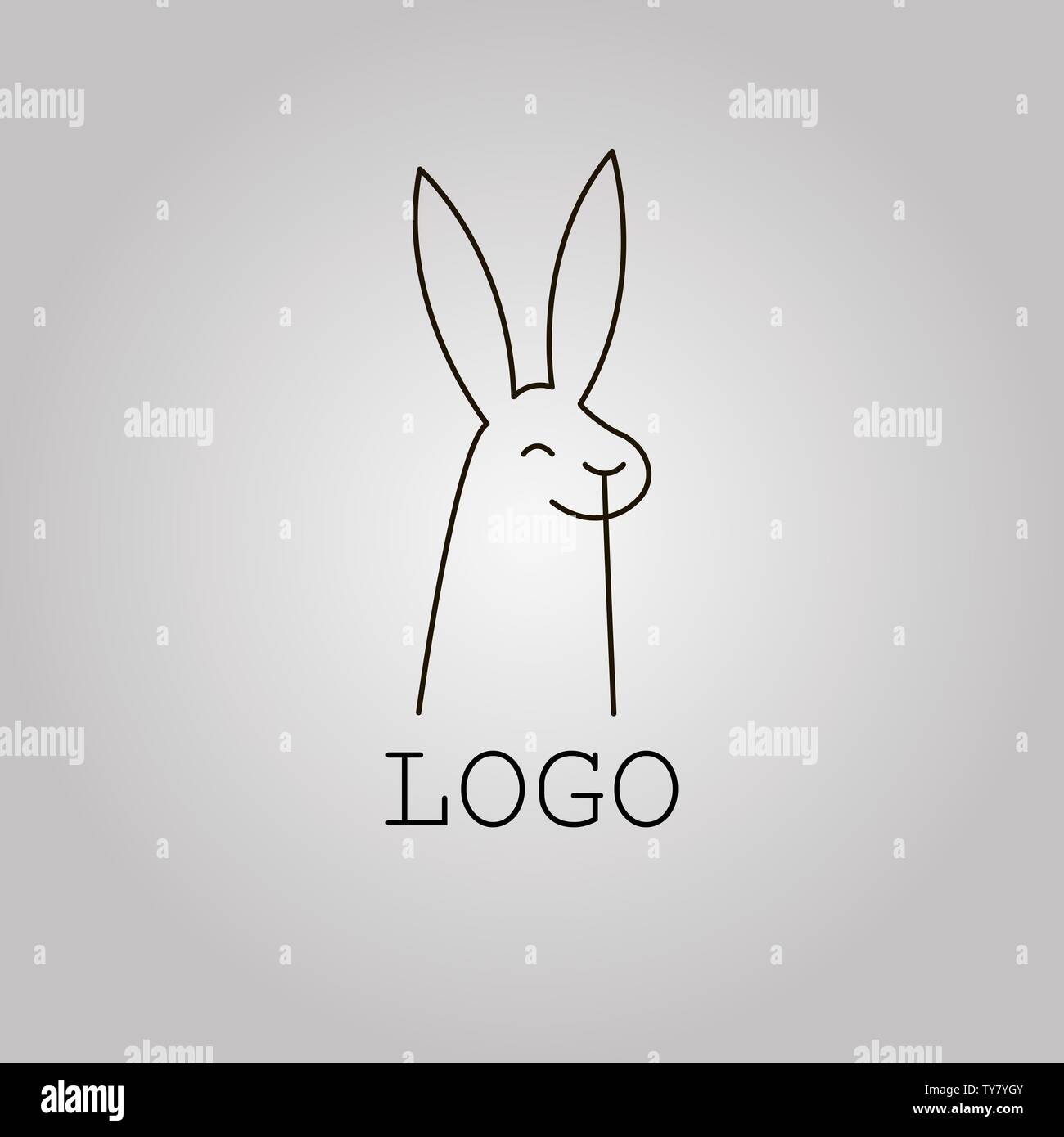 Rabbit one line art logo design. Rabbit icon flat. Vector illustration ...