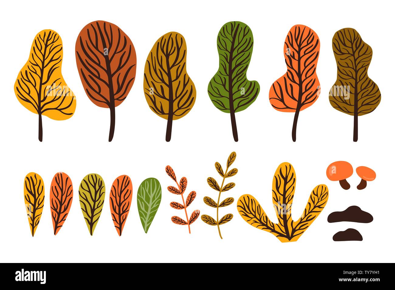 Orange stylized leaves cartoon Cut Out Stock Images & Pictures - Alamy