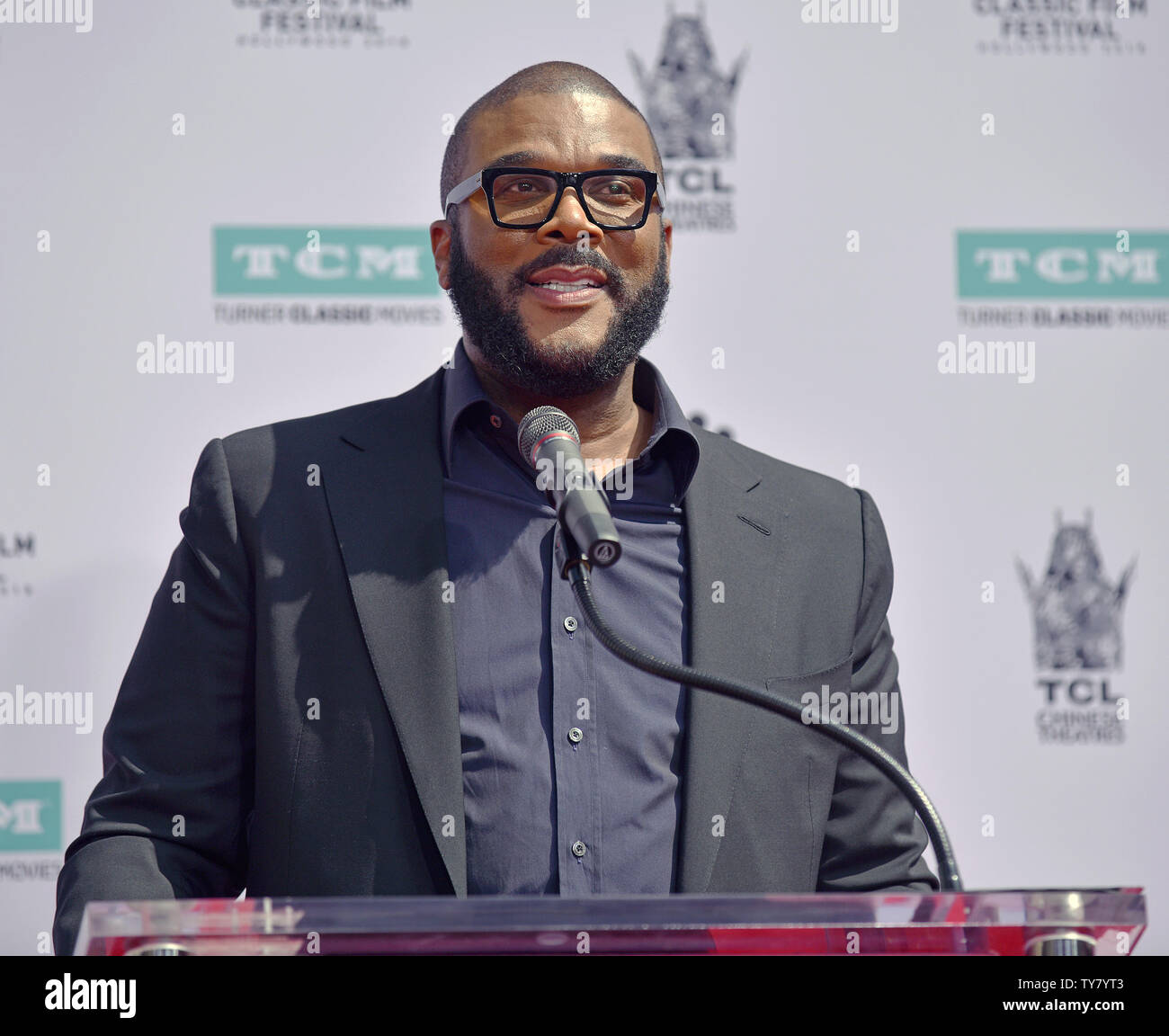 Director, screenwriter and actor Tyler Perry speaks to the audience ...