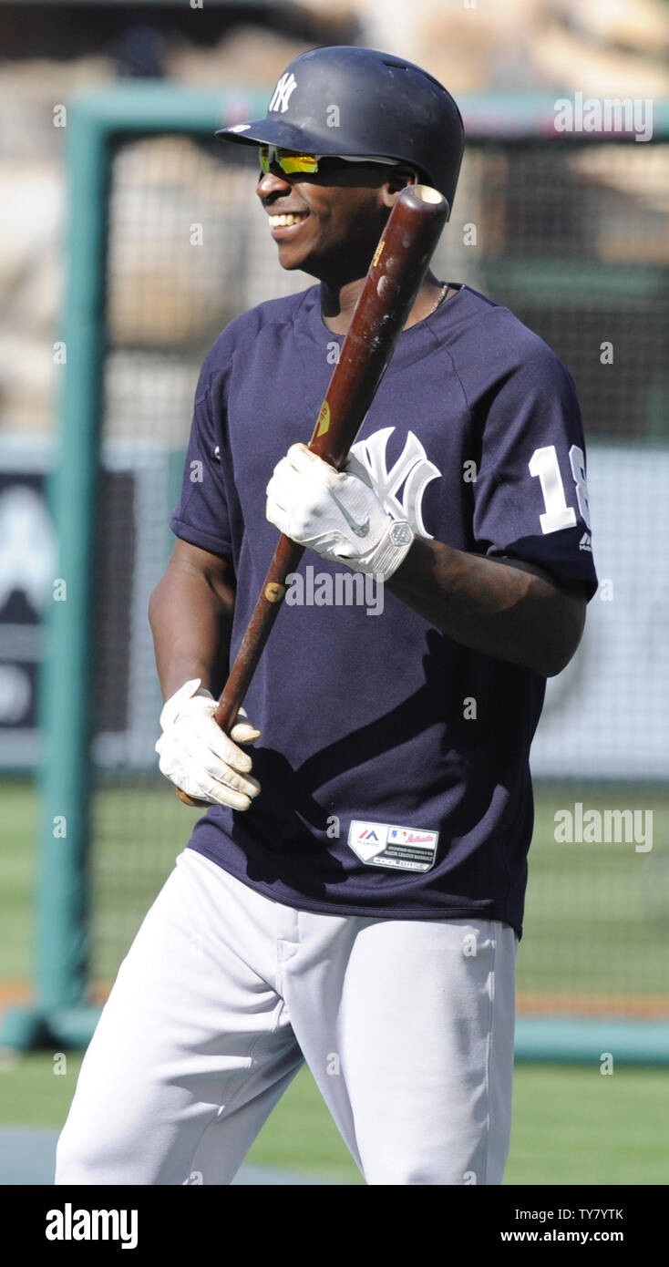 New York Yankees' Didi Gregorius takes batting practice before the game ...