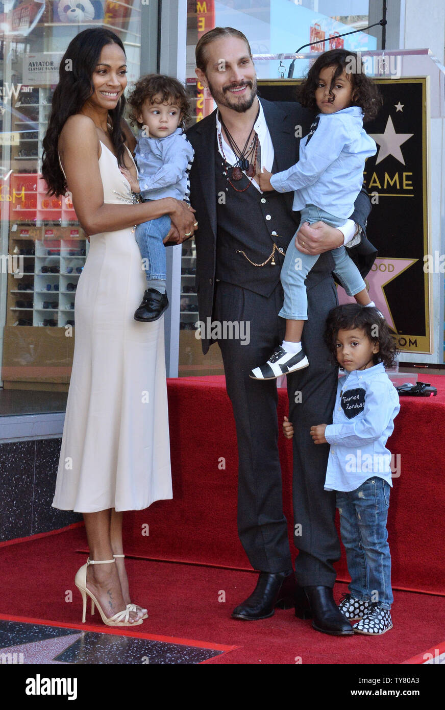 Actress Zoe Saldana is joined by her husband, Italian artist Marco ...
