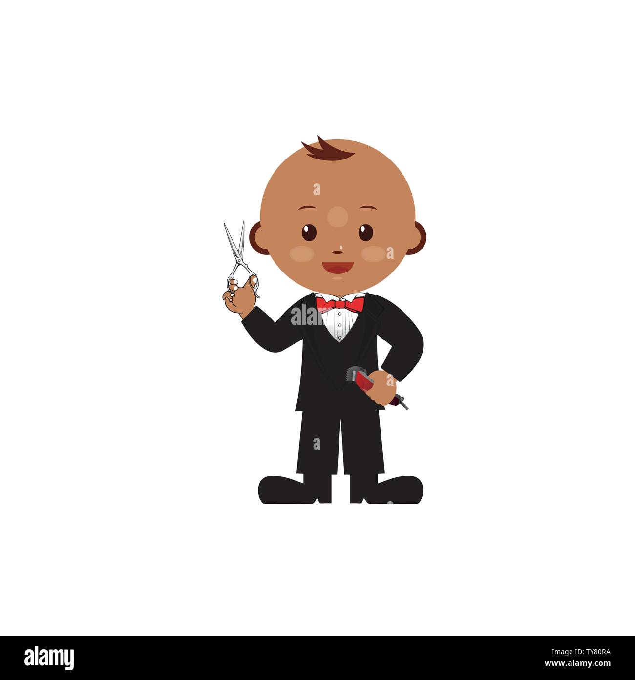 Barber boy cartoon illustration Cut Out Stock Images & Pictures - Alamy