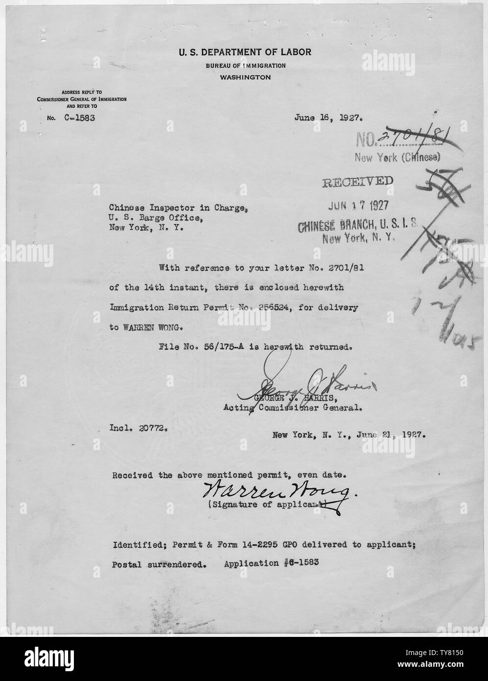 Chinese immigration act hi-res stock photography and images - Alamy