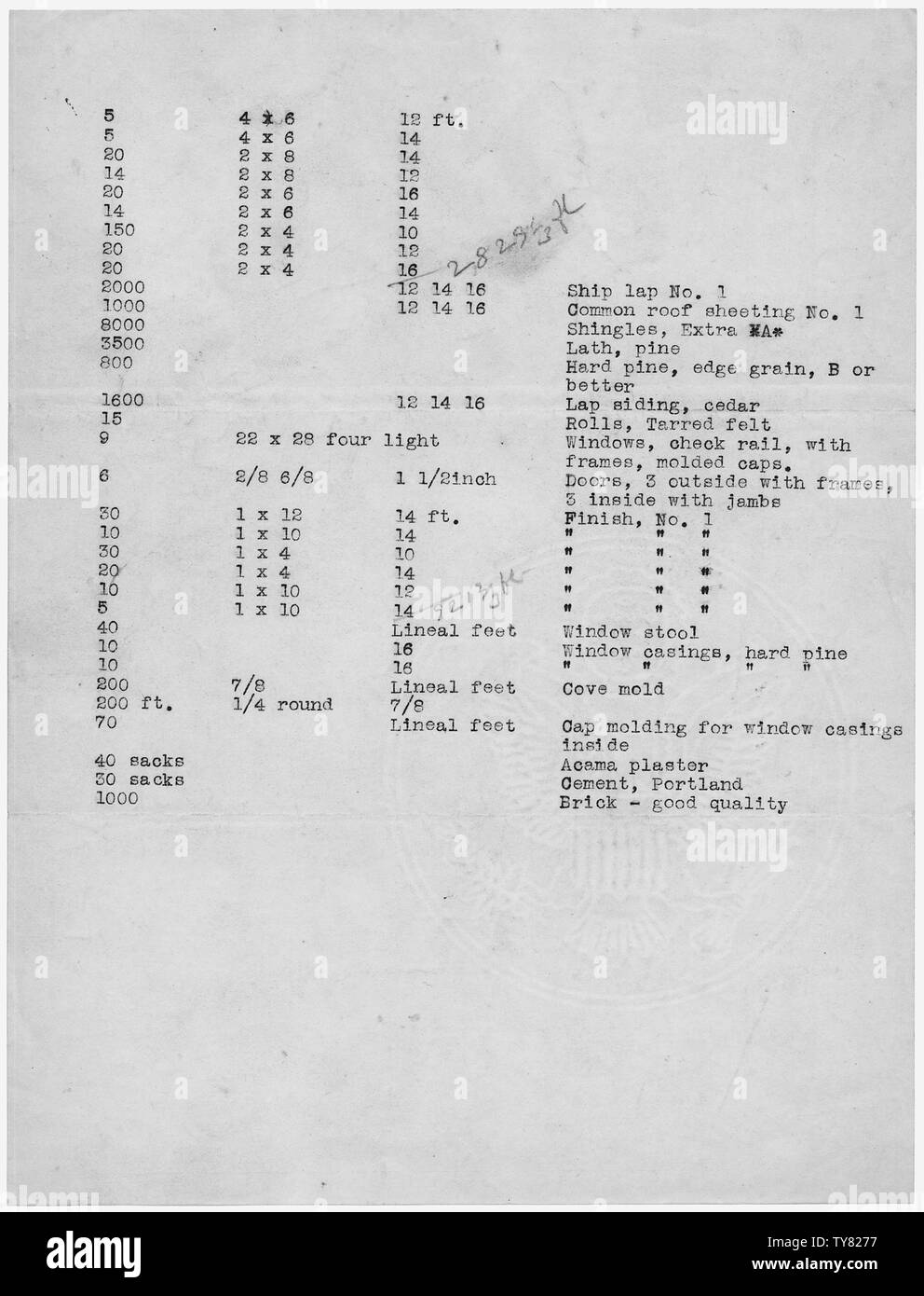 List of Construction Supplies Stock Photo - Alamy