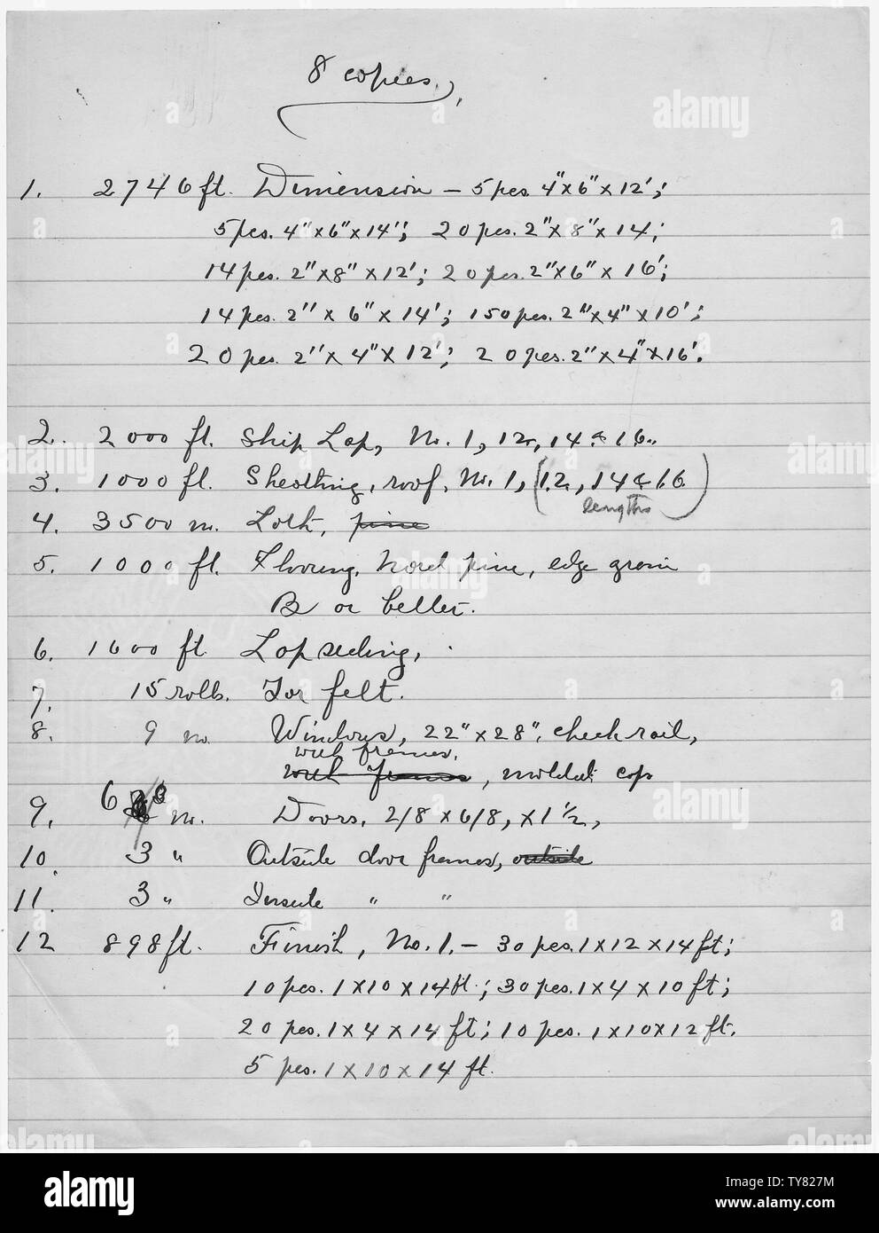 List of Construction Supplies Stock Photo - Alamy