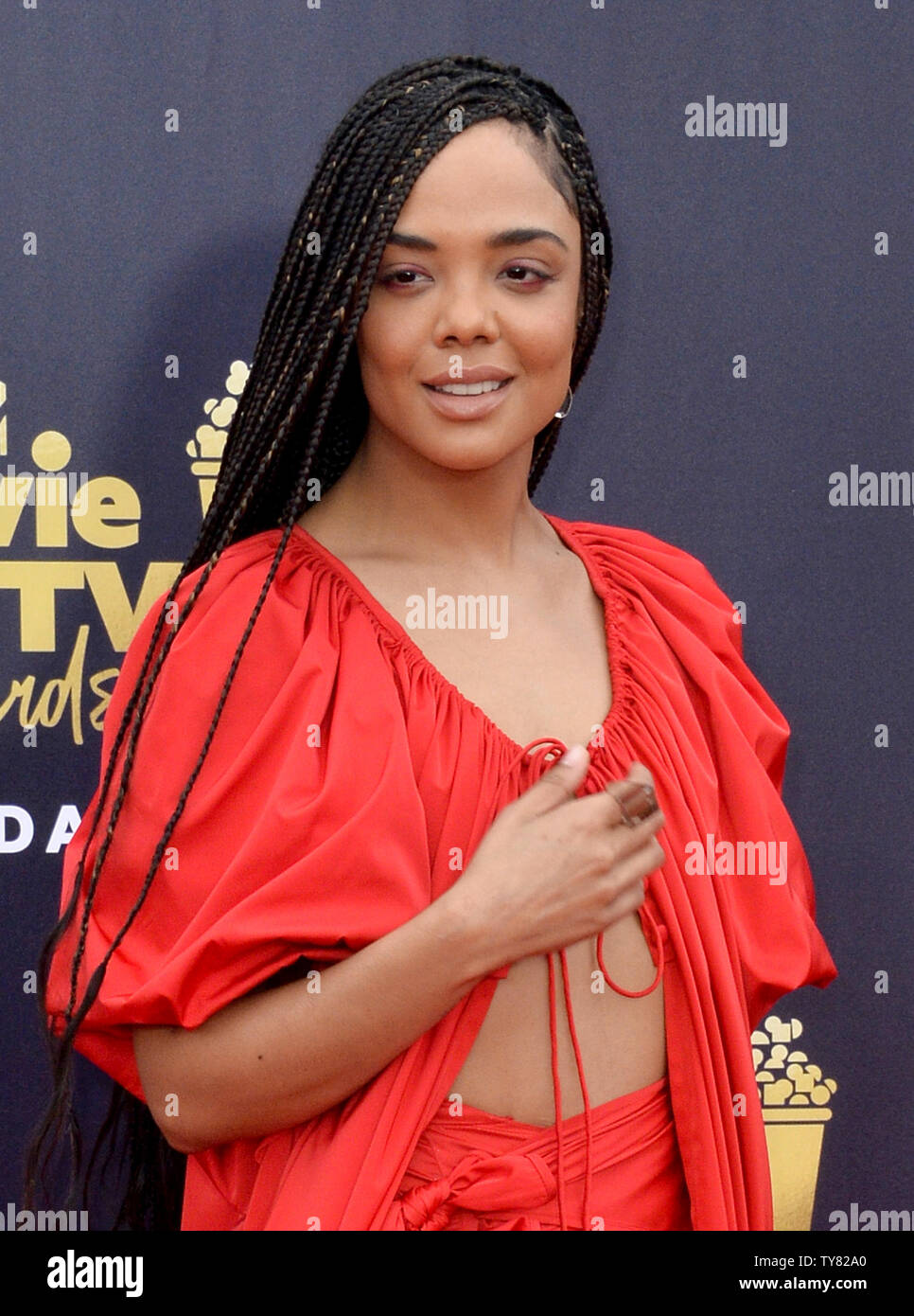 Actress Tessa Thompson attends the MTV Movie & TV Awards at the Barker ...