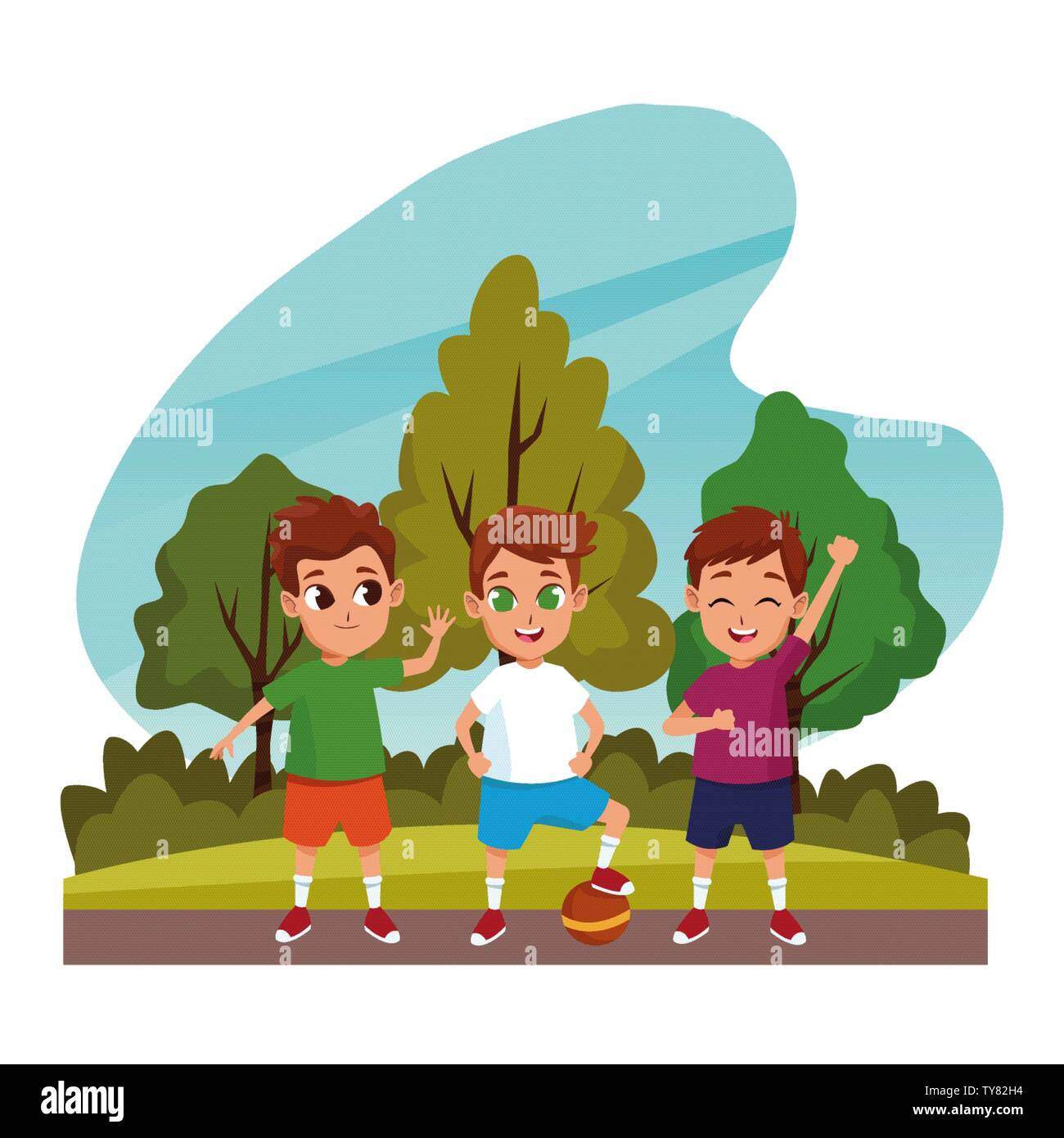 Kids Playing Outside Cartoon