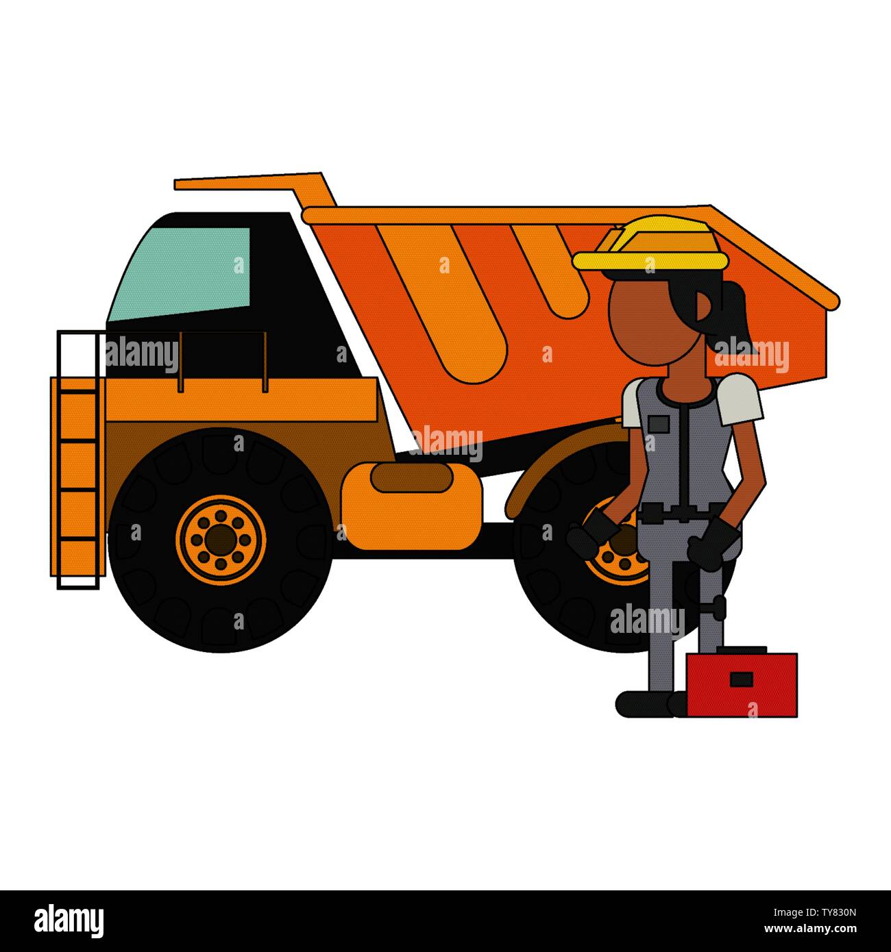 Construction worker with vehicle cartoon faceless Stock Vector Image ...