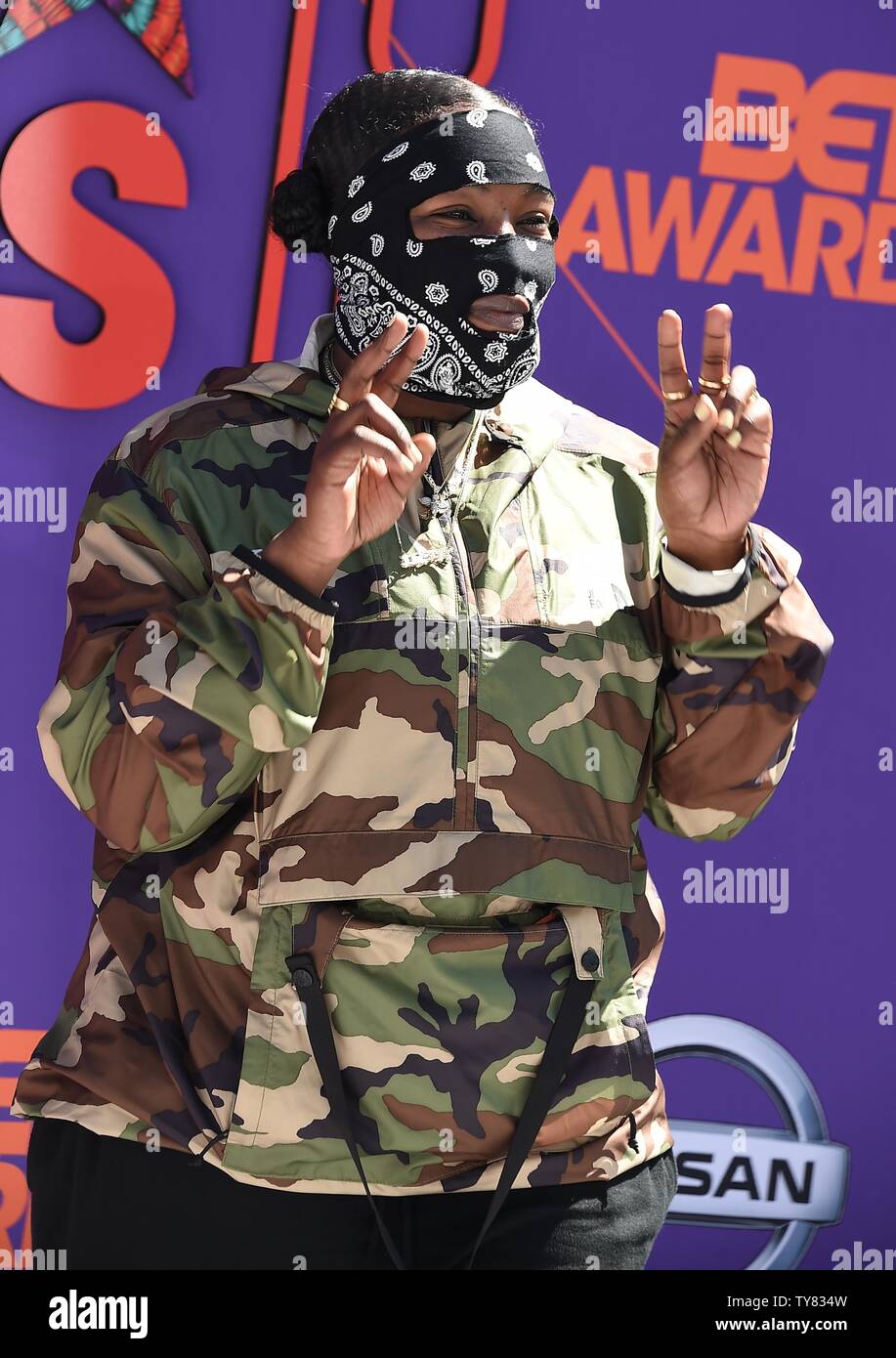 Rapper Leikeli47 attends the 18th annual BET Awards at Microsoft ...