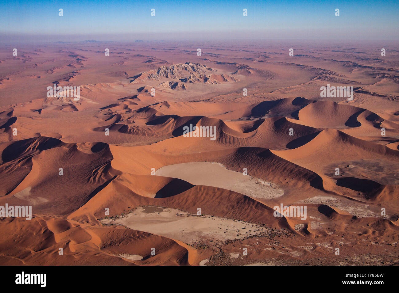 Aerial view of the coastal dunes of the Namib desert, Namibia Skeleton ...