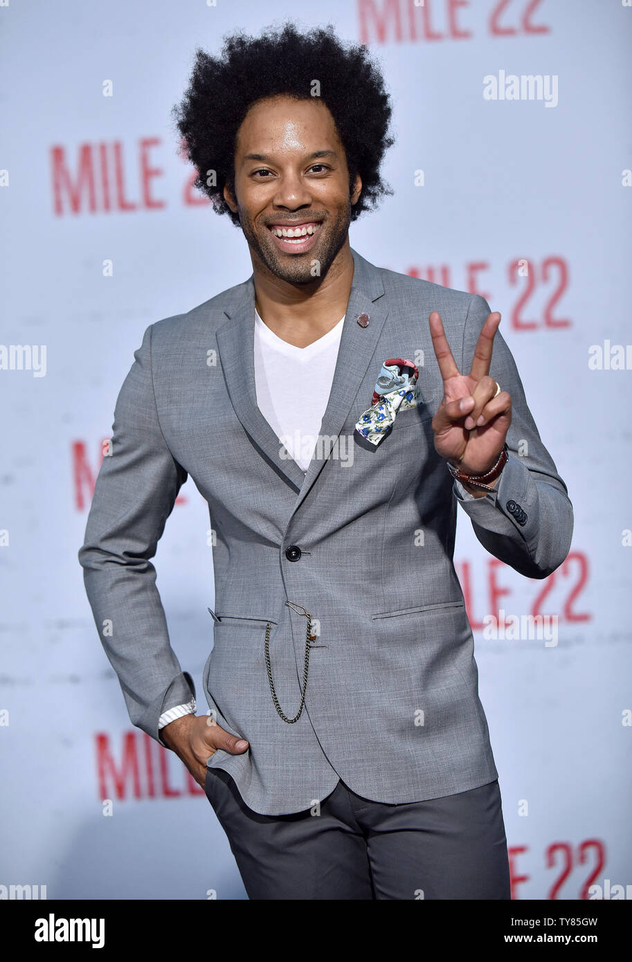 Johnathan Fernandez attends the premiere of 'Mile 22' at the Westwood ...