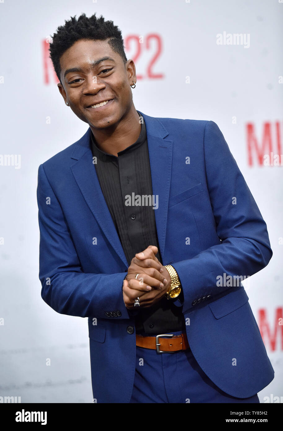 RJ Cyler attends the premiere of 'Mile 22' at the Westwood Village ...