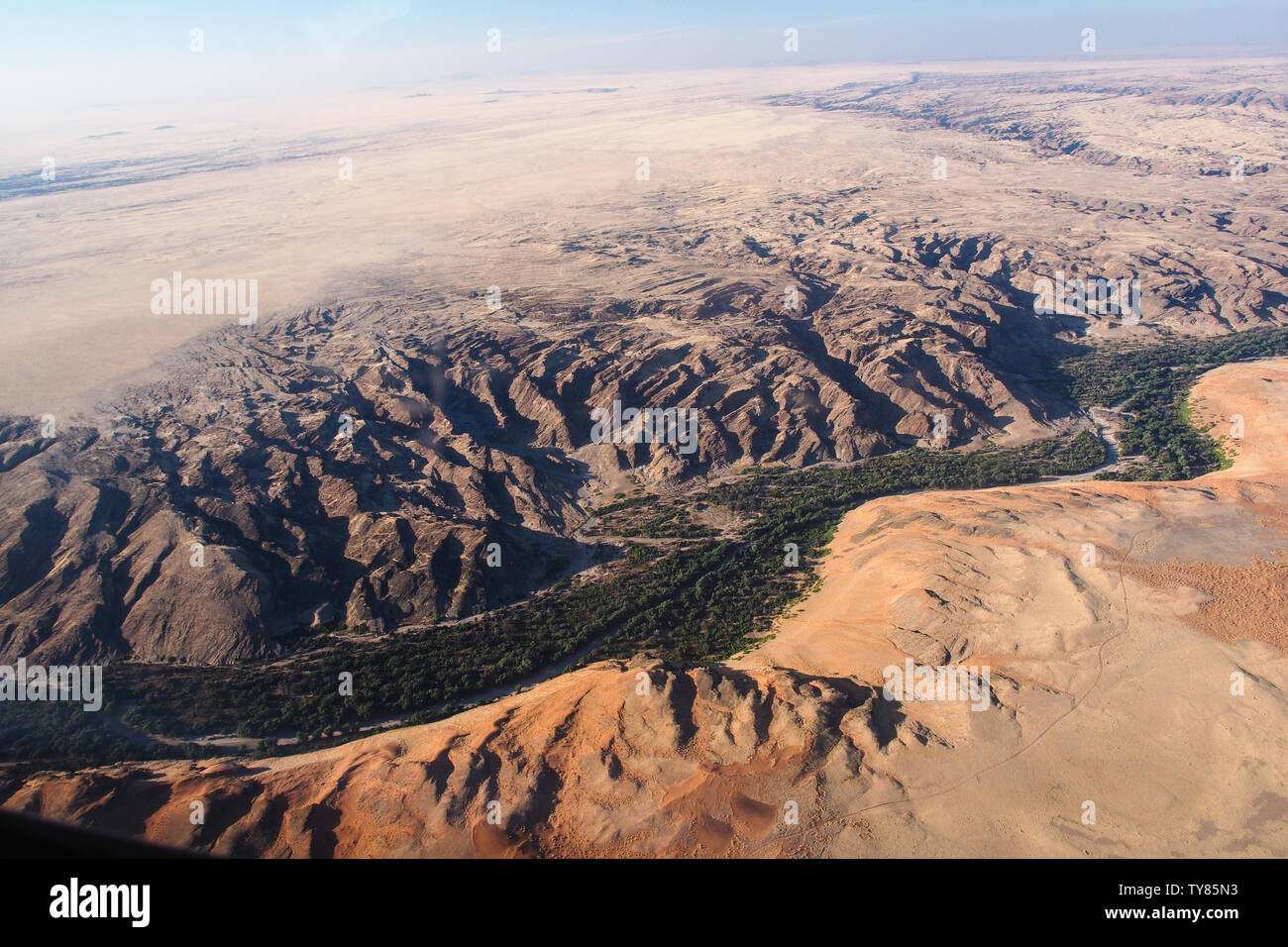 Aerial view of the coastal dunes of the Namib desert, Namibia Skeleton ...