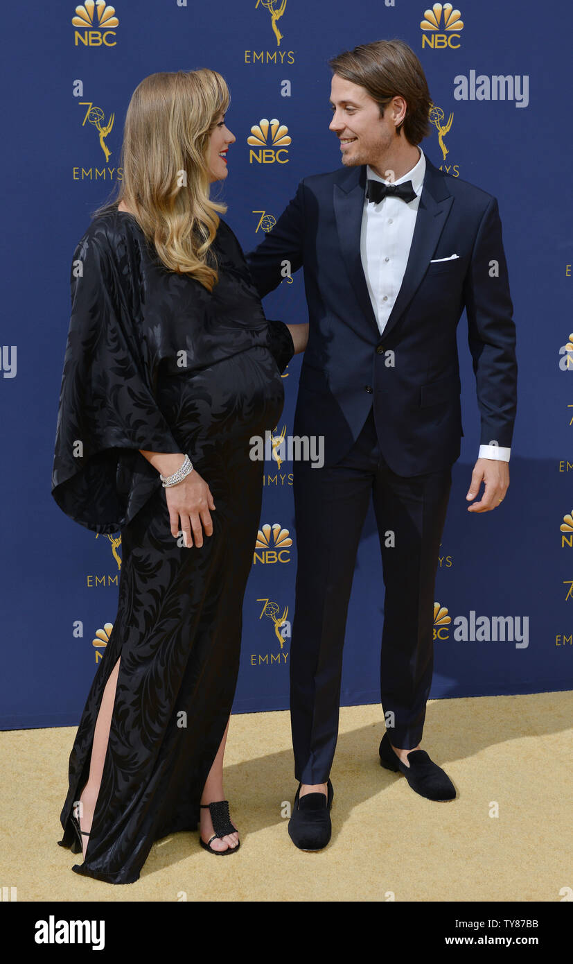 Actors Yvonne Strahovski and Tim Loden attend the 70th annual Primetime ...