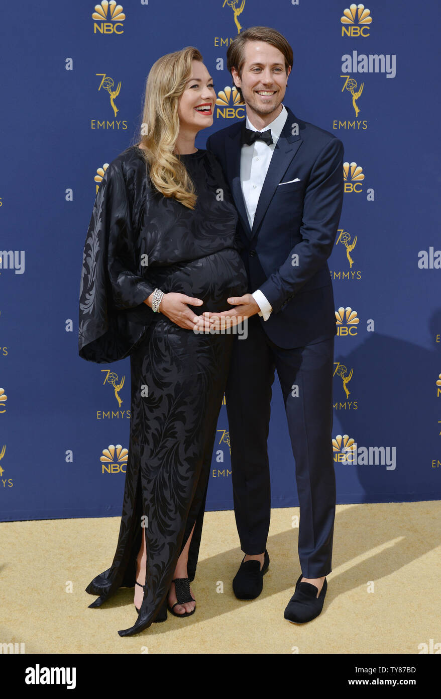 Actors Yvonne Strahovski and Tim Loden attend the 70th annual Primetime ...