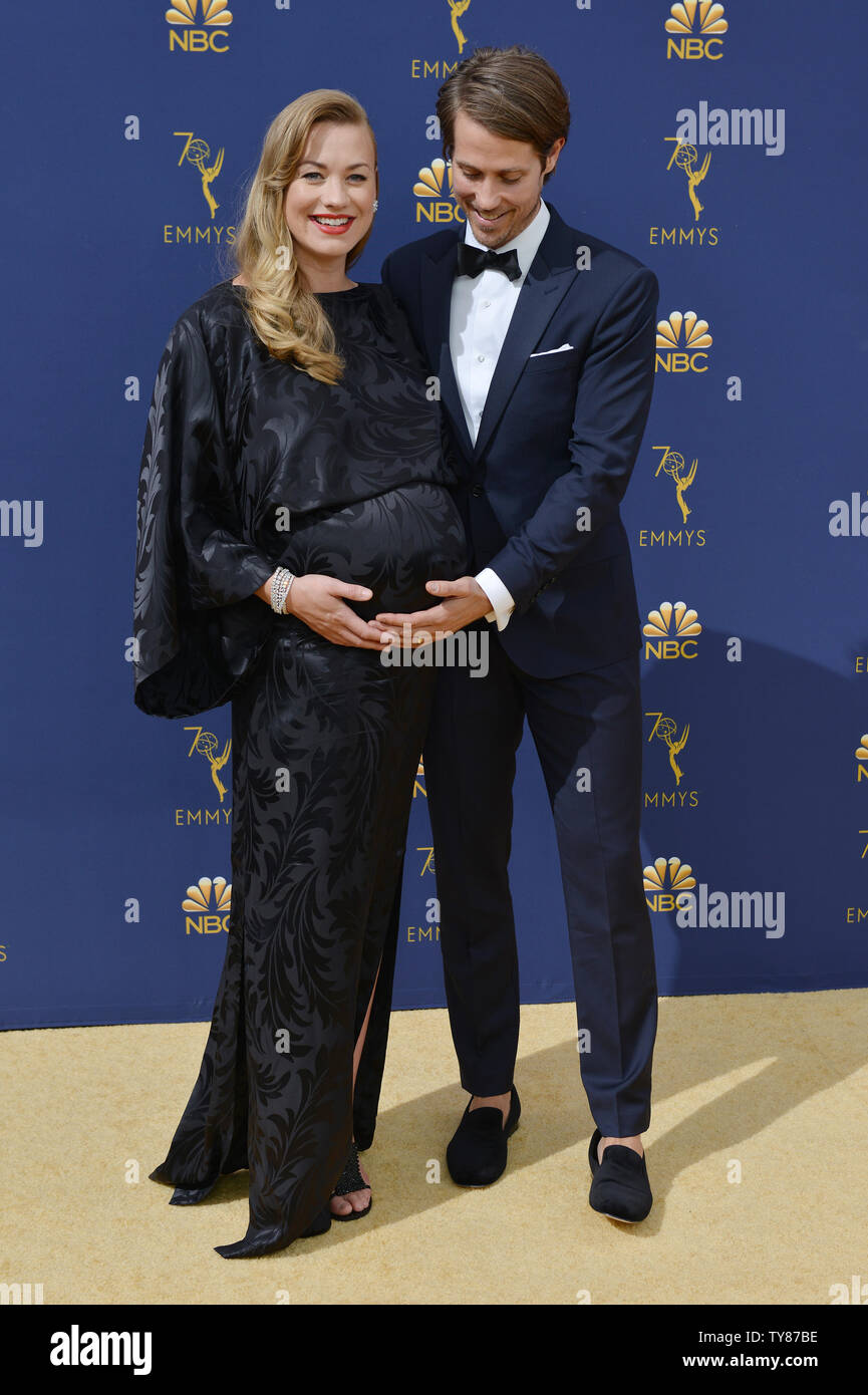 Actors Yvonne Strahovski and Tim Loden attend the 70th annual Primetime ...