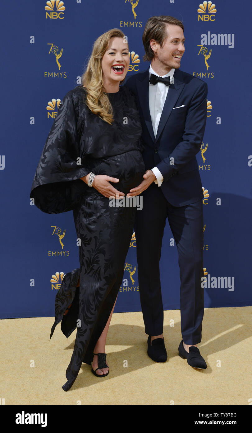 Actors Yvonne Strahovski and Tim Loden attend the 70th annual Primetime ...