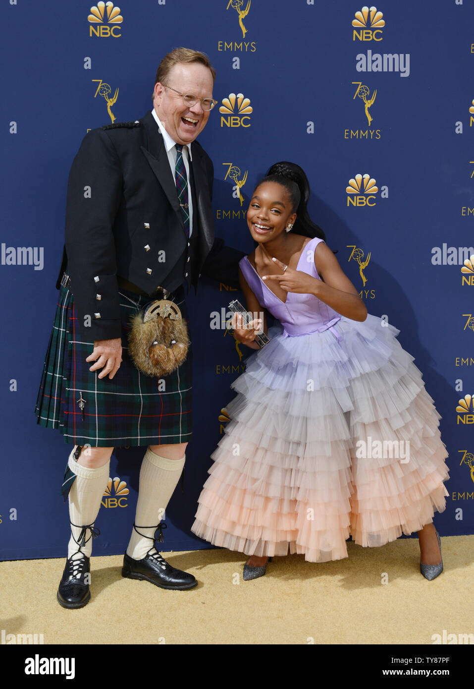 Actors Peter Mackenzie (L) and Marsai Martin attend the 70th annual ...