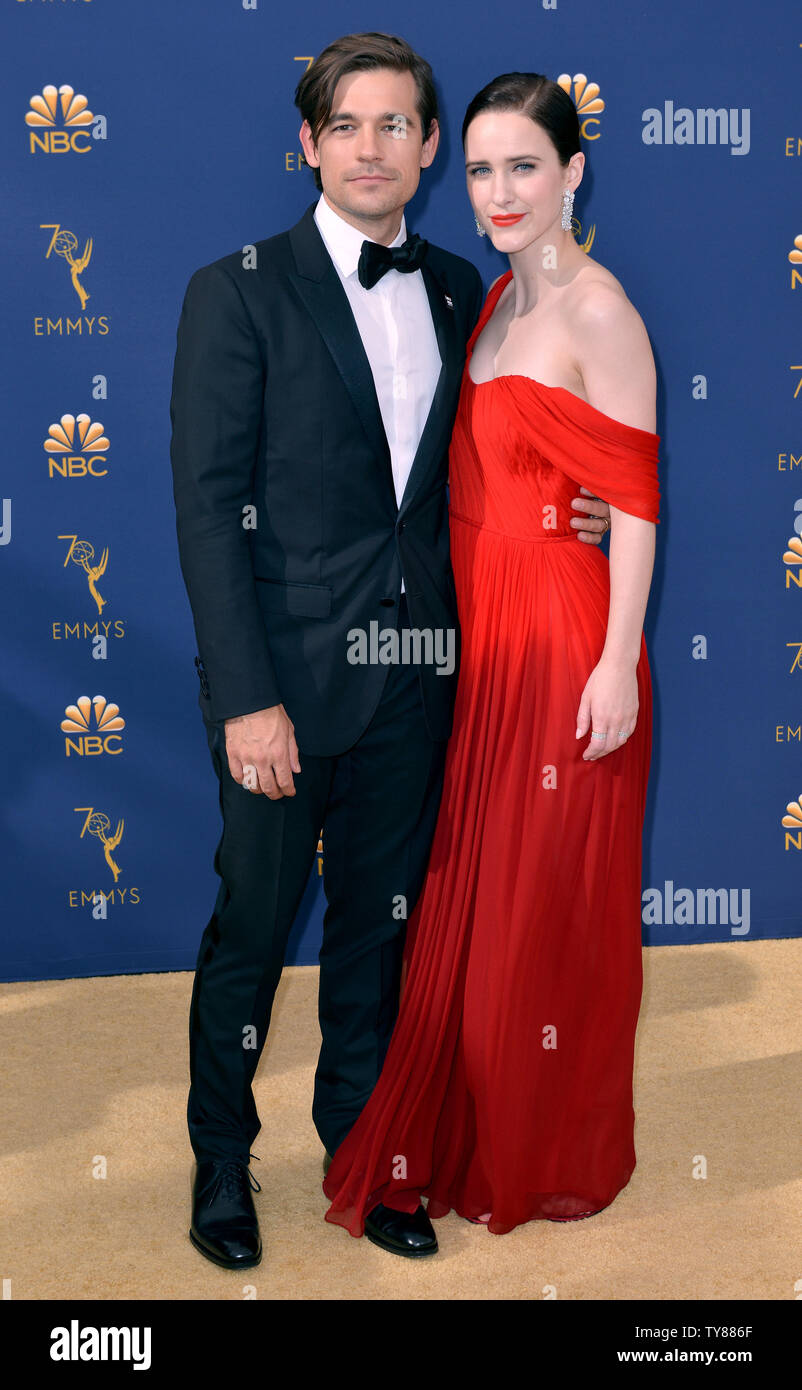 Actors Jason Ralph (L) and Rachel Brosnahan attend the 70th annual ...
