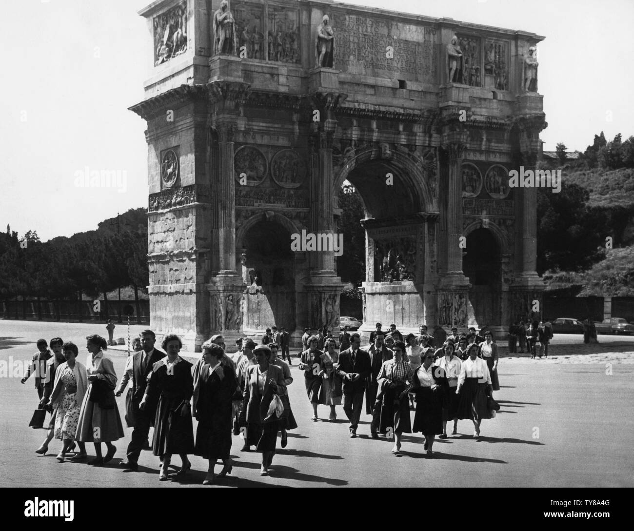 Tourists group italy Black and White Stock Photos & Images - Alamy