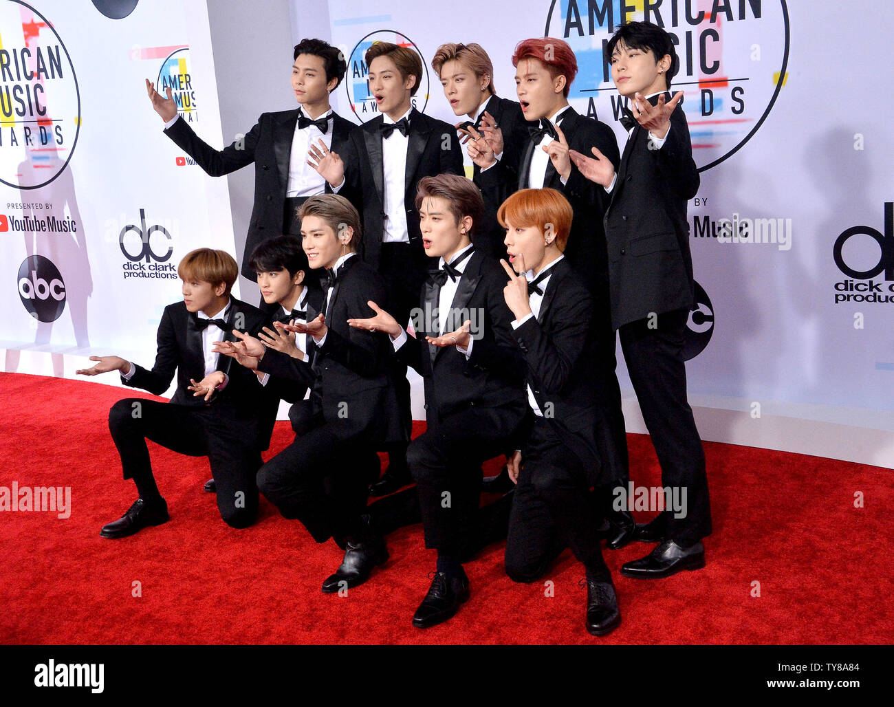 NCT 127 arrives for the 46th annual American Music Awards at the ...