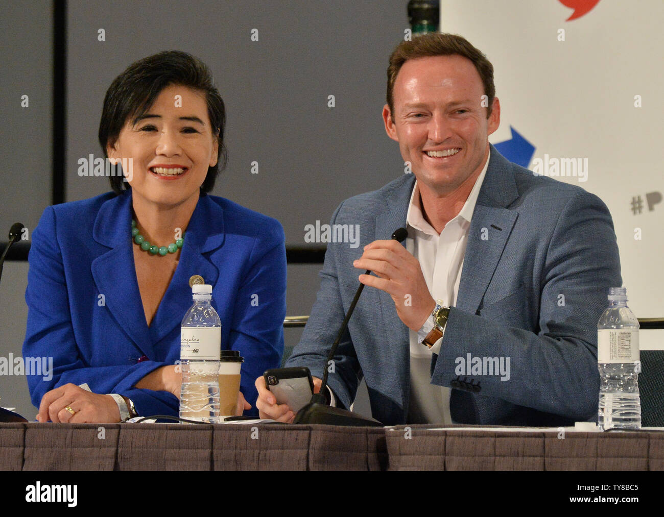 Rep. Judy Chu (L) and Rep. Patrick Murphy participate in the "President ...