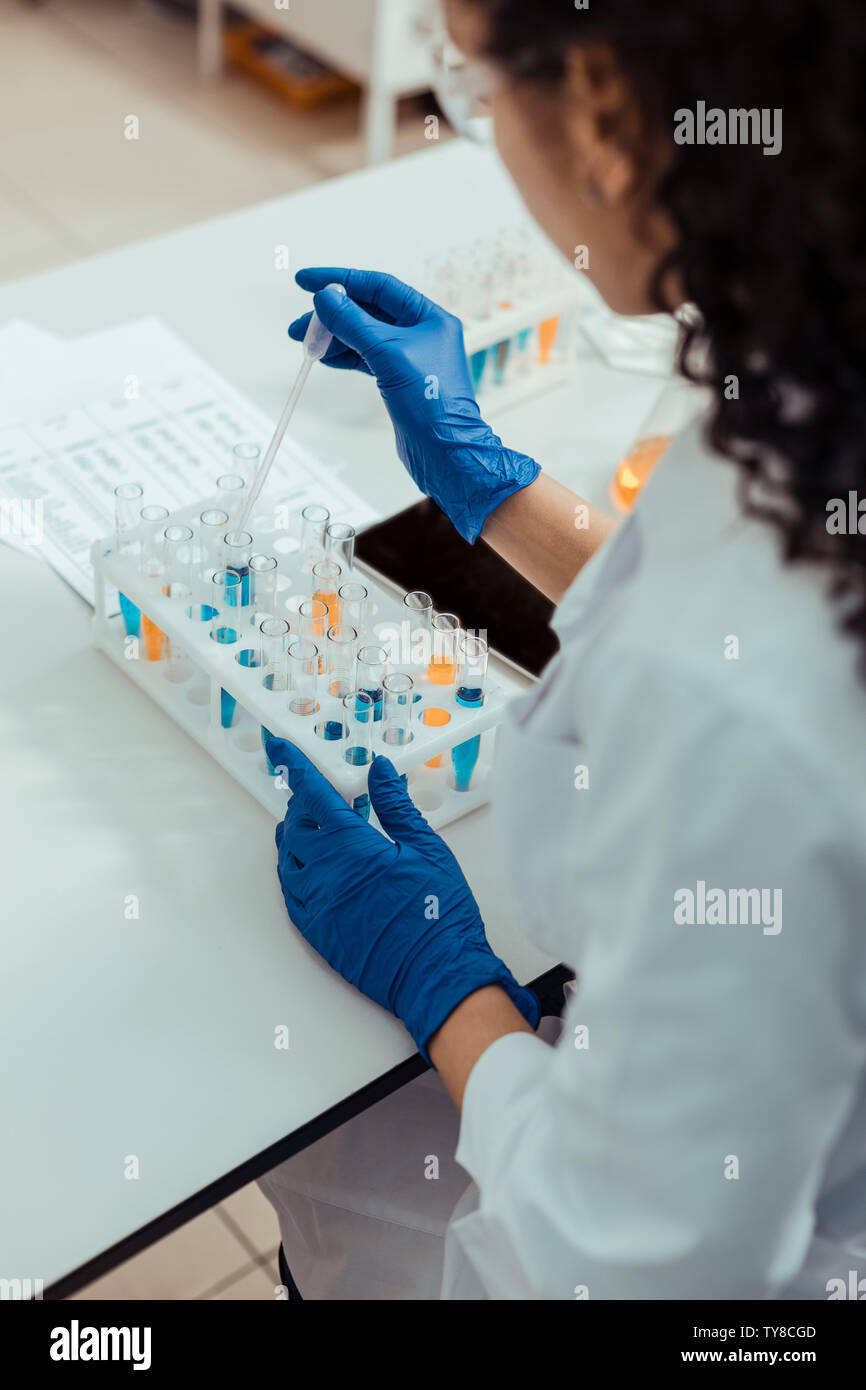 Top view of test tubes being in use Stock Photo - Alamy