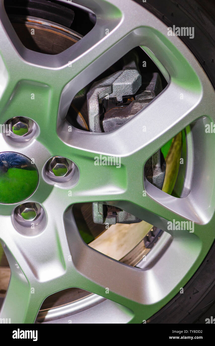 Picture of a wheel with a beautiful chrome disc Stock Photo - Alamy