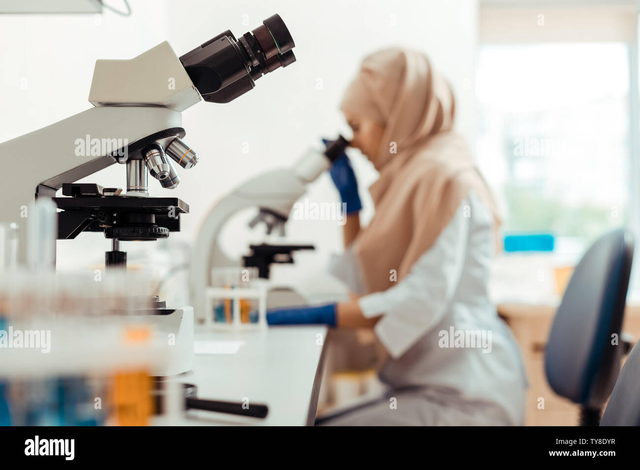 Selective focus of a modern professional microscope Stock Photo - Alamy